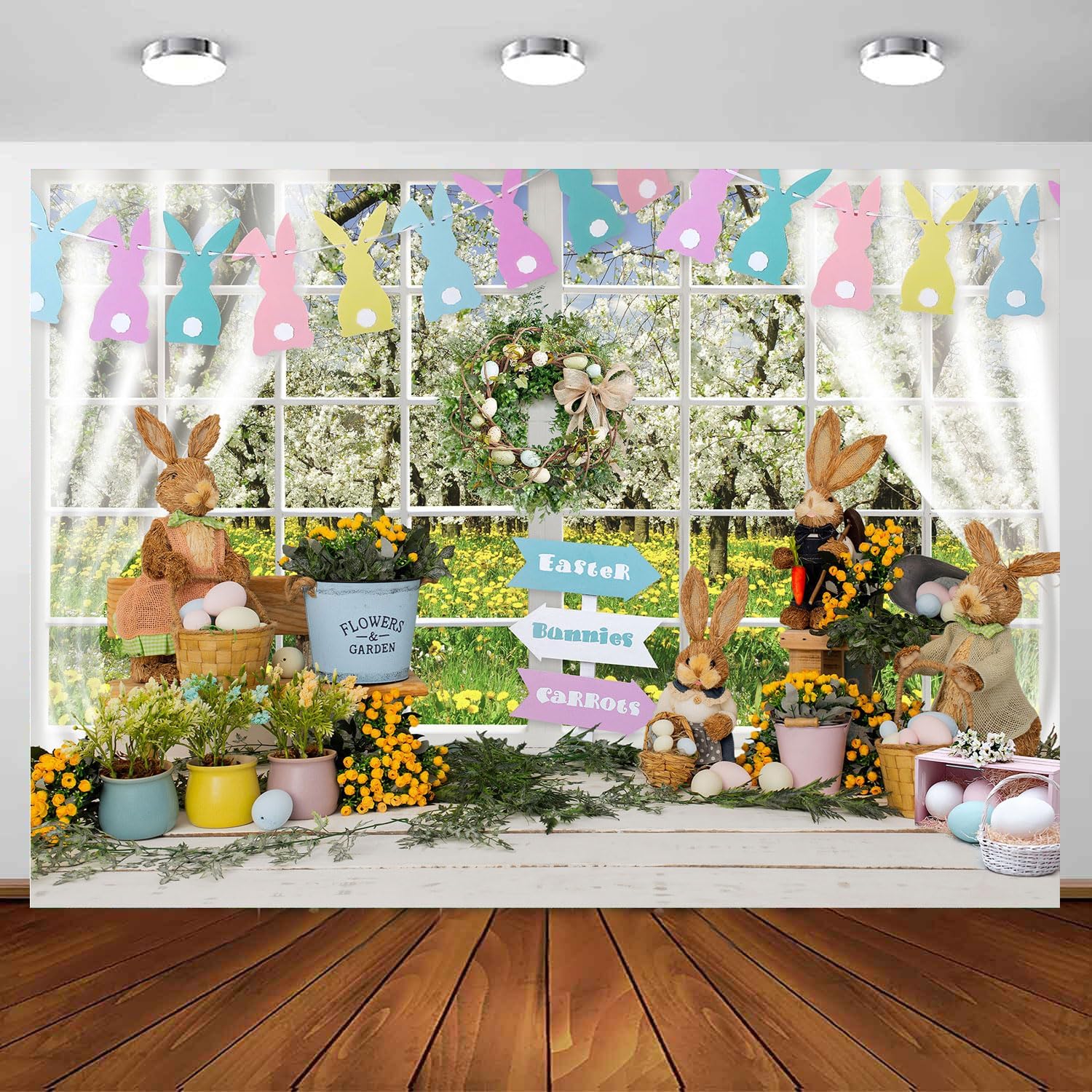 Amazon.com : Spring Easter Backdrop 7 x 5 ft, Window Scenery Forest ...