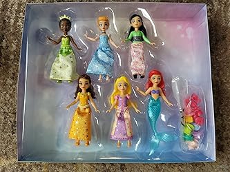 Amazon.com: Mattel Disney Princess Toys, Small Doll Party Set with 6 ...