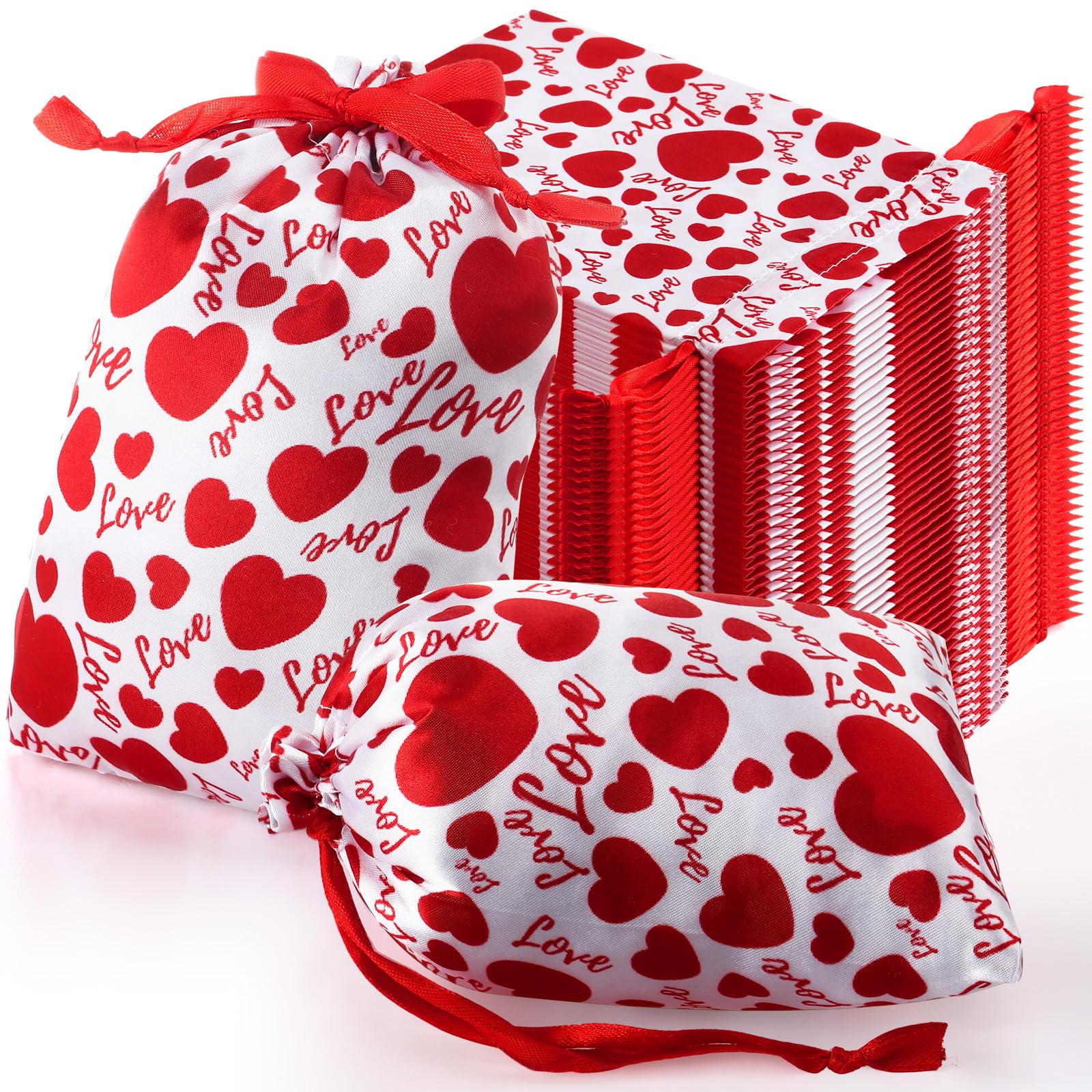 Amazon.com: Aliceset 50 Pcs Valentine's Day Heart Gift Bags with ...