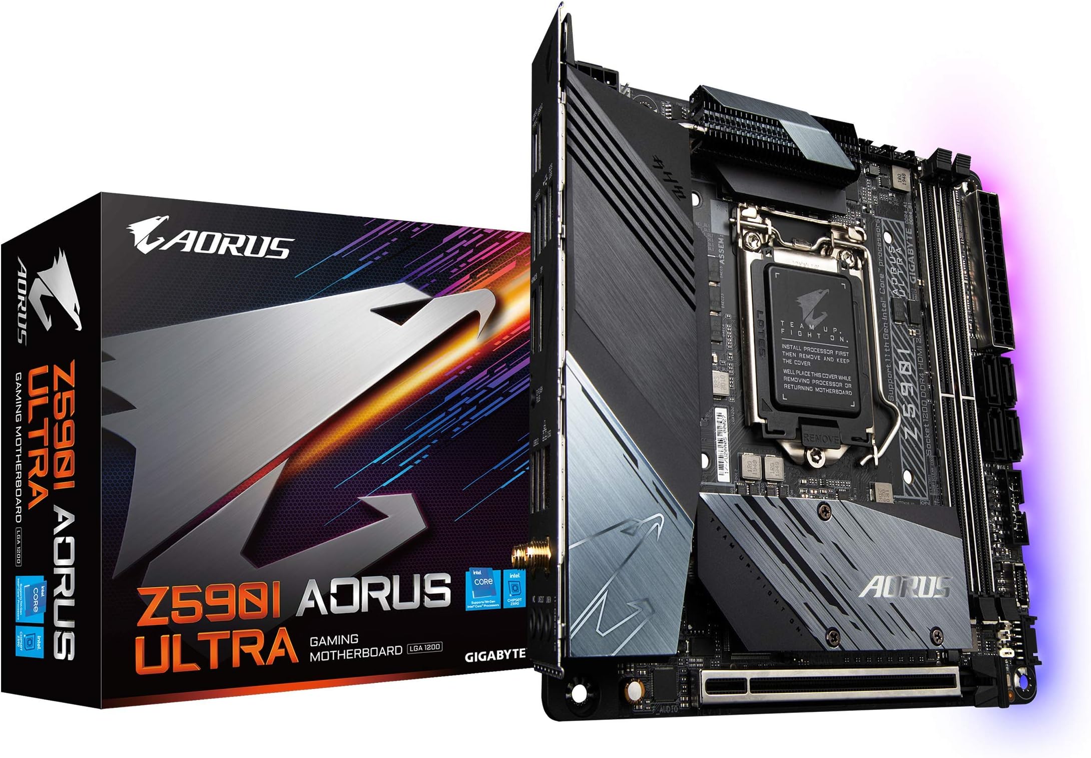 Amazon.com: GIGABYTE Z590I AORUS Ultra (LGA 1200/Intel Z590/Mini-ITX ...