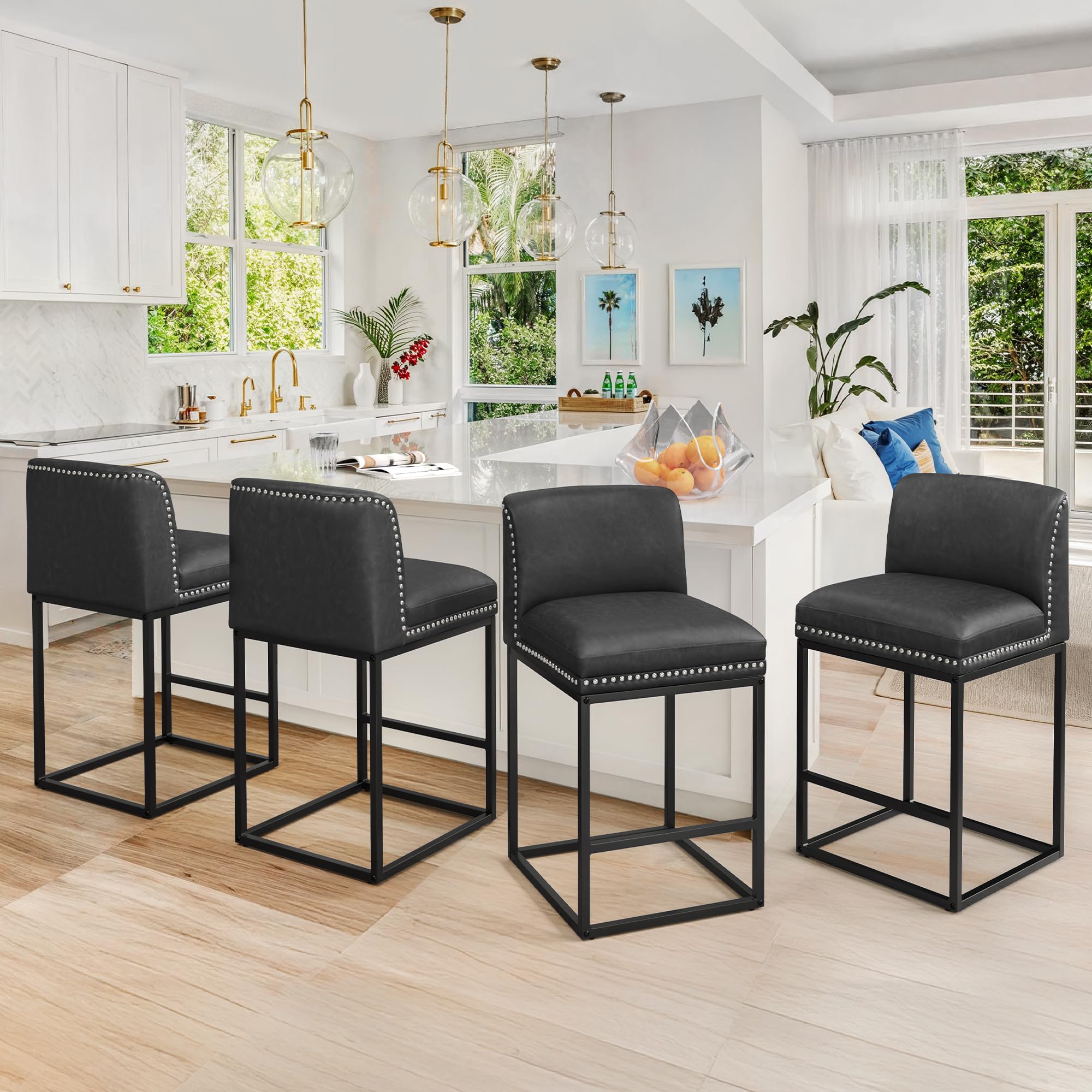 Snapklik.com : LUE BONA 26" Bar Stools Set Of 2, Modern Counter Height ...