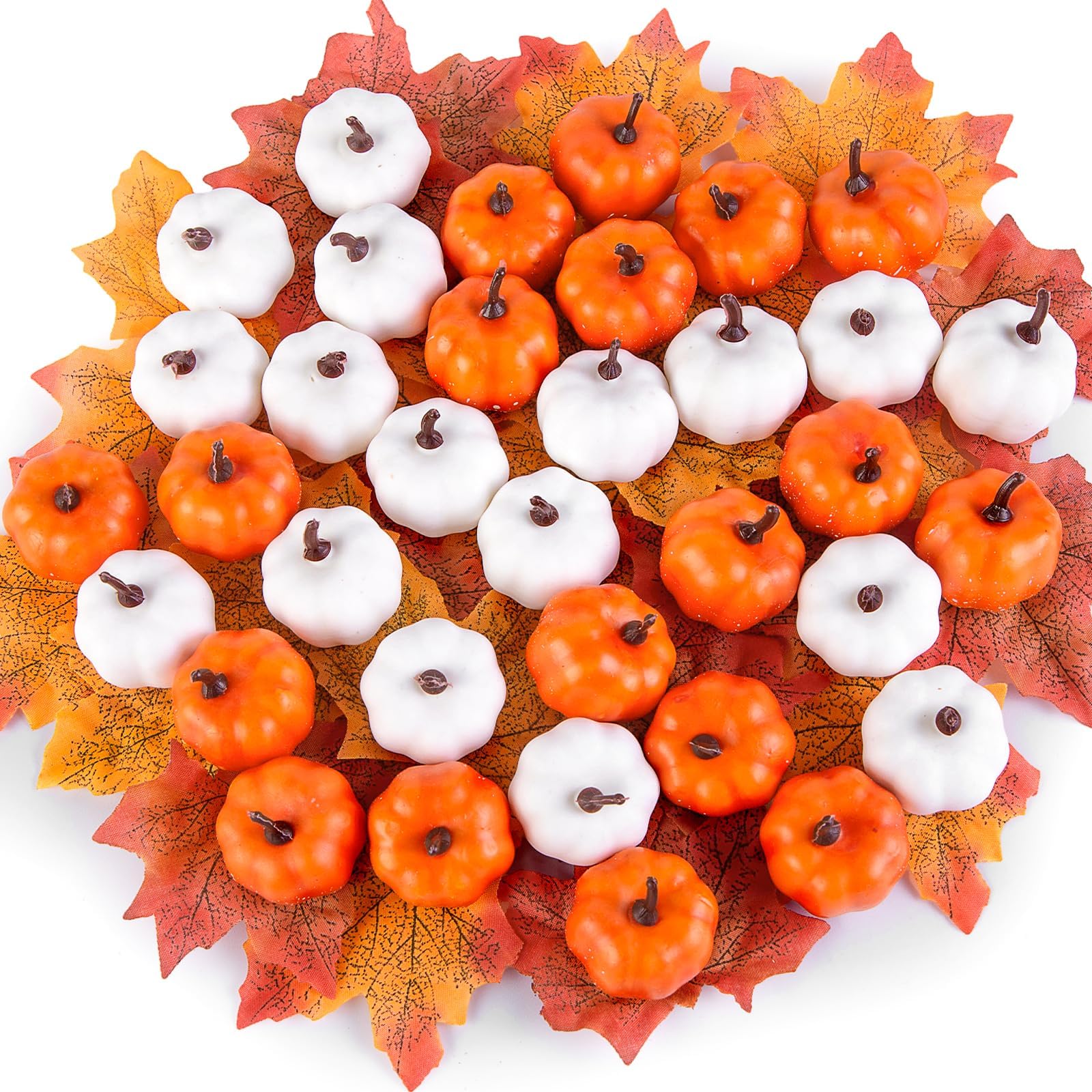 Amazon.com: Winlyn 48 Pcs Fall Rustic White Artificial Pumpkins Small ...