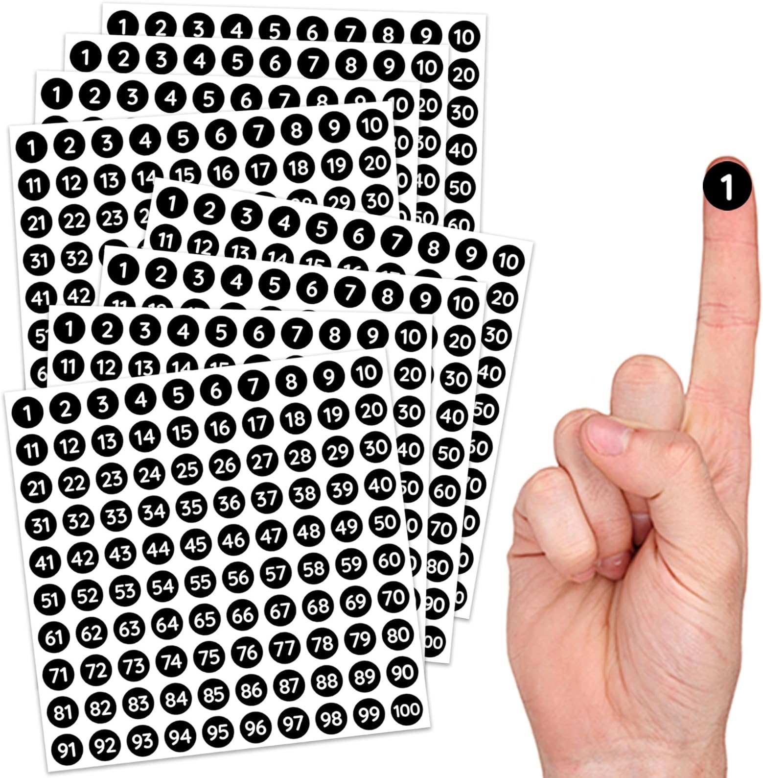 Runde Zahlenaufkleber - Nummern 1-20, 50mm, weiß/schwarz : Amazon.de ...