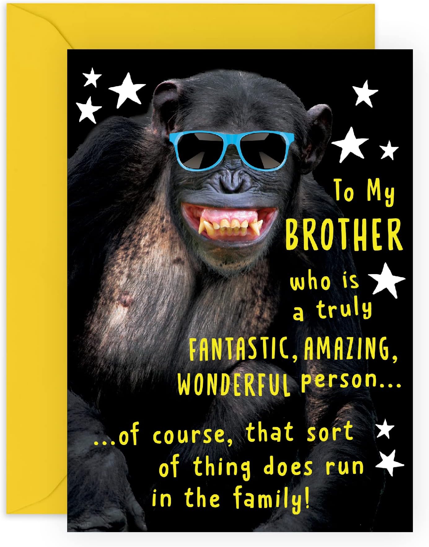 Funny Monkey Brother Birthday Card - Happy Birthday Humour Celebration ...