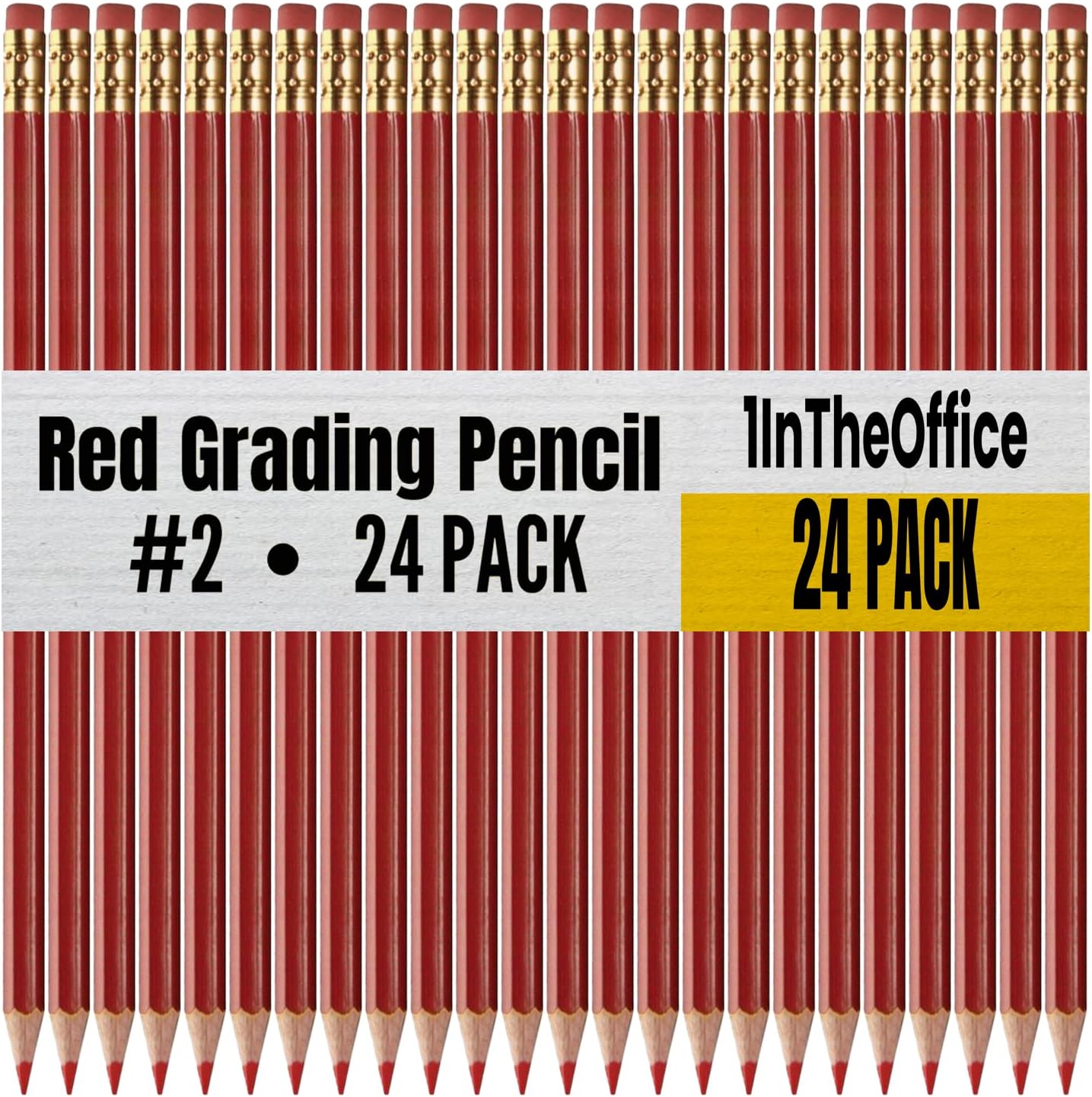 1InTheOffice Red Grading Pencils #2 Lead, Red Pre Sharpened Checking ...