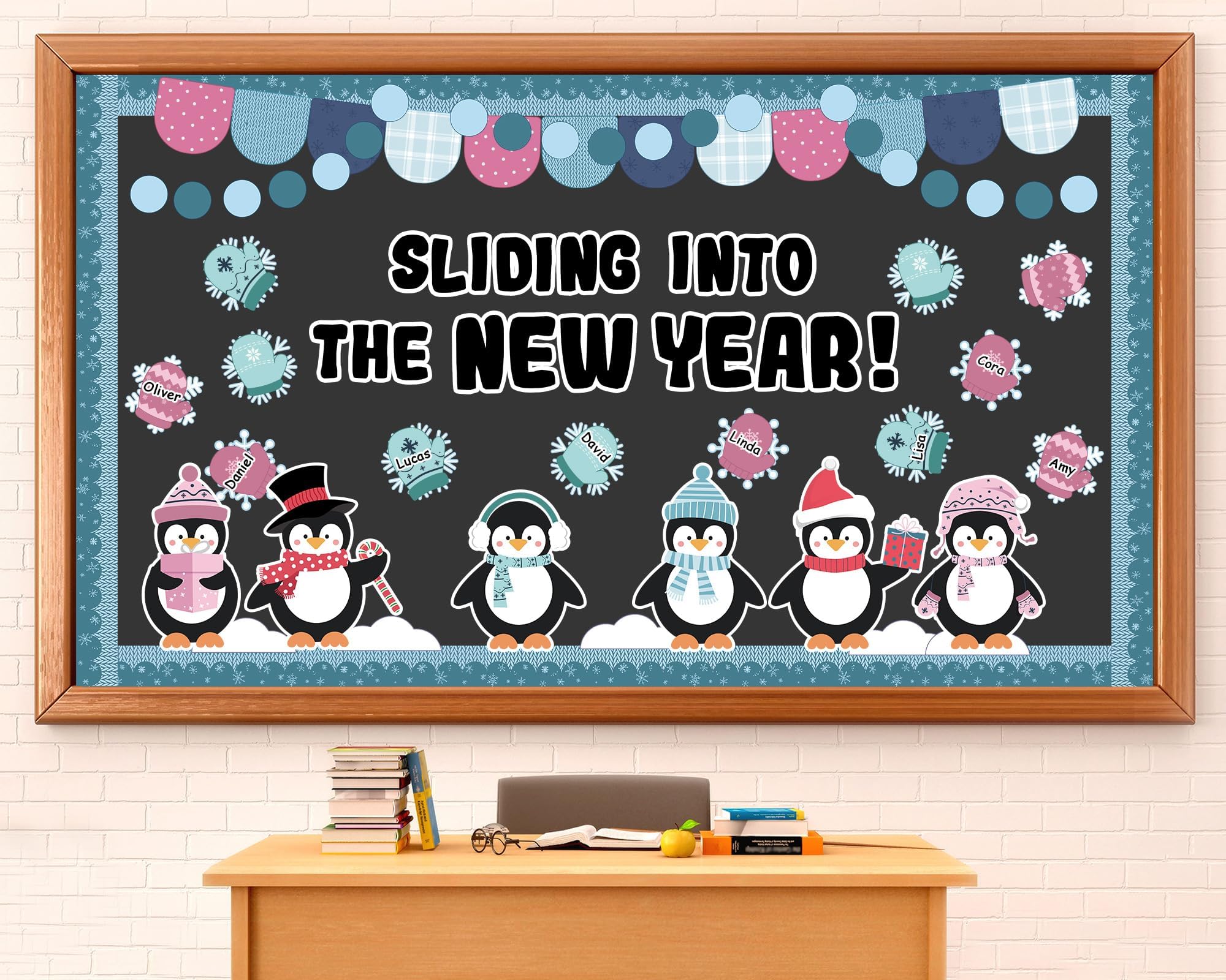 Amazon.com: Justforjoyful Winter Bulletin Board Set Winter Penguin ...