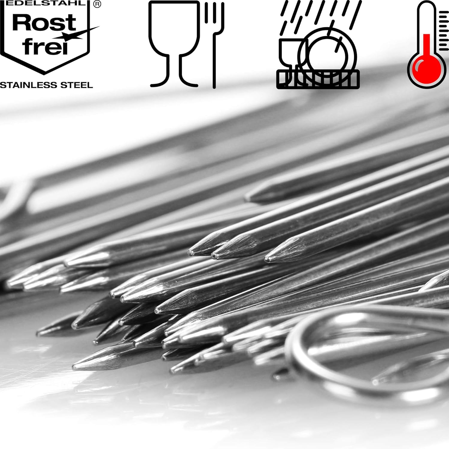 COM-FOUR® 50x Roulade Needles Made of Stainless Steel – 11 cm Long Meat ...