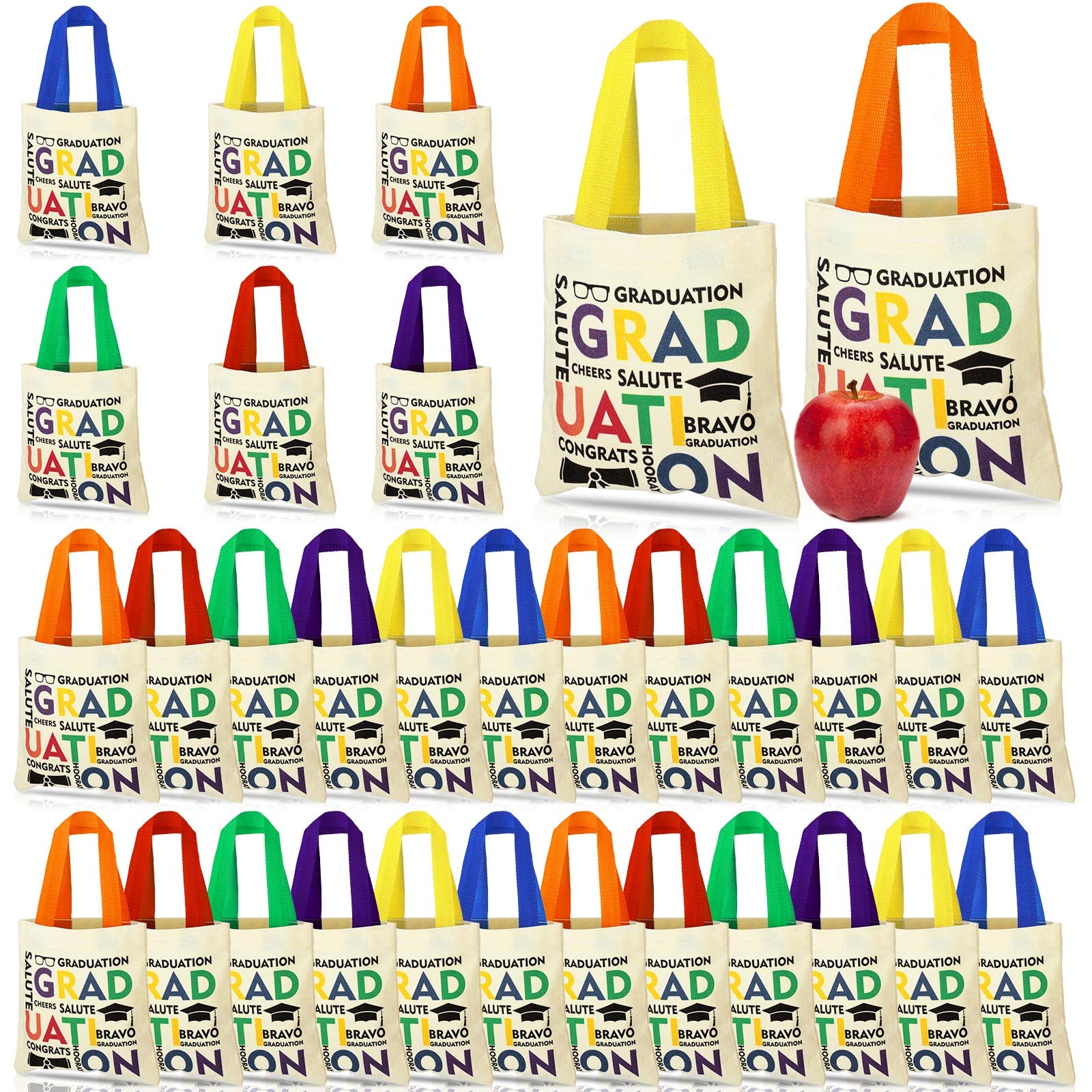 Amazon.com: 24 Pieces Mini Graduation Totes Bulk Graduation Canvas Tote ...