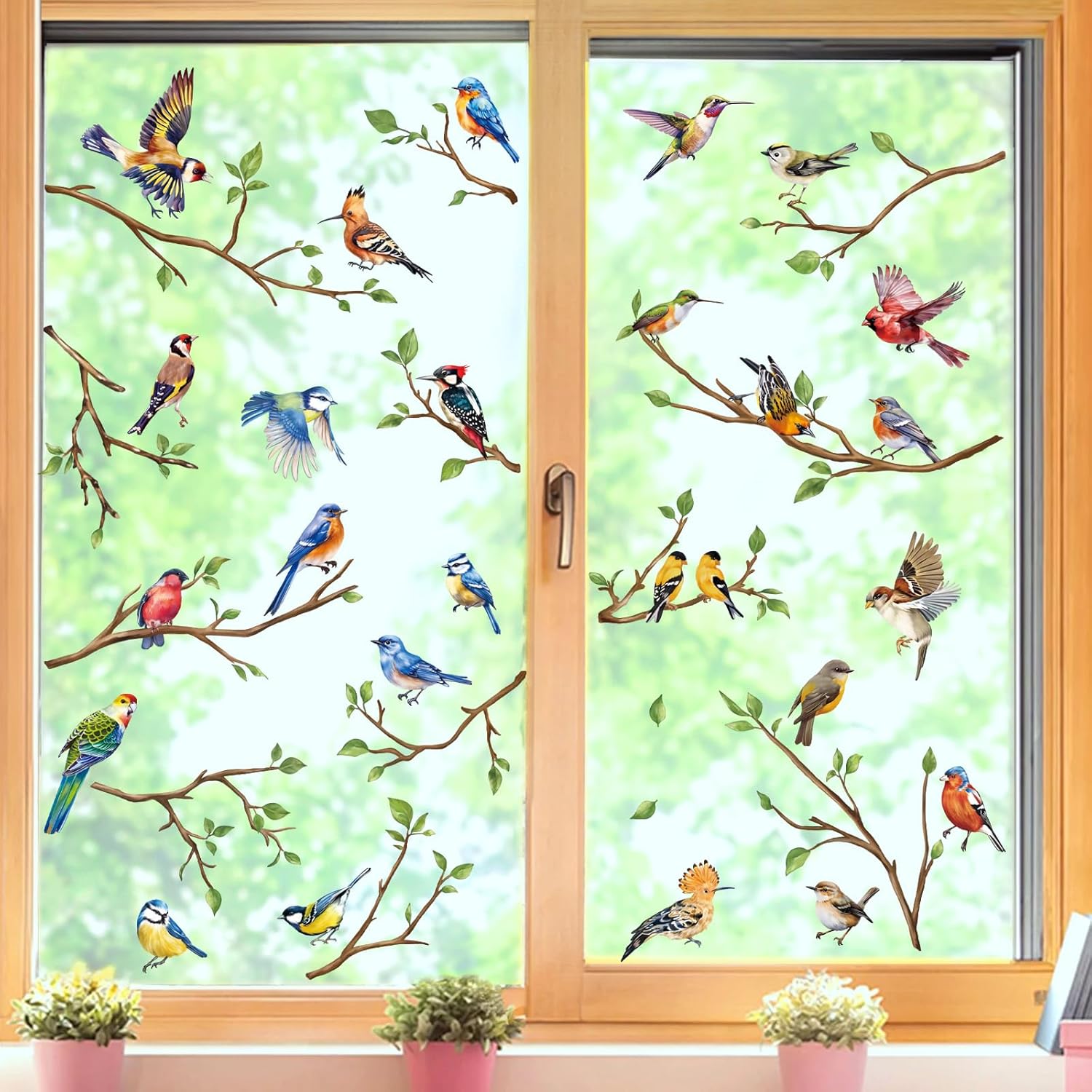 Amazon.com: decalmile Spring Summer Birds Tree Branch Double Sided ...