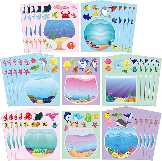 Amazon.com: CY2SIDE Ocean Animal Face Sticker - 40PCS Summer Sea Animal ...