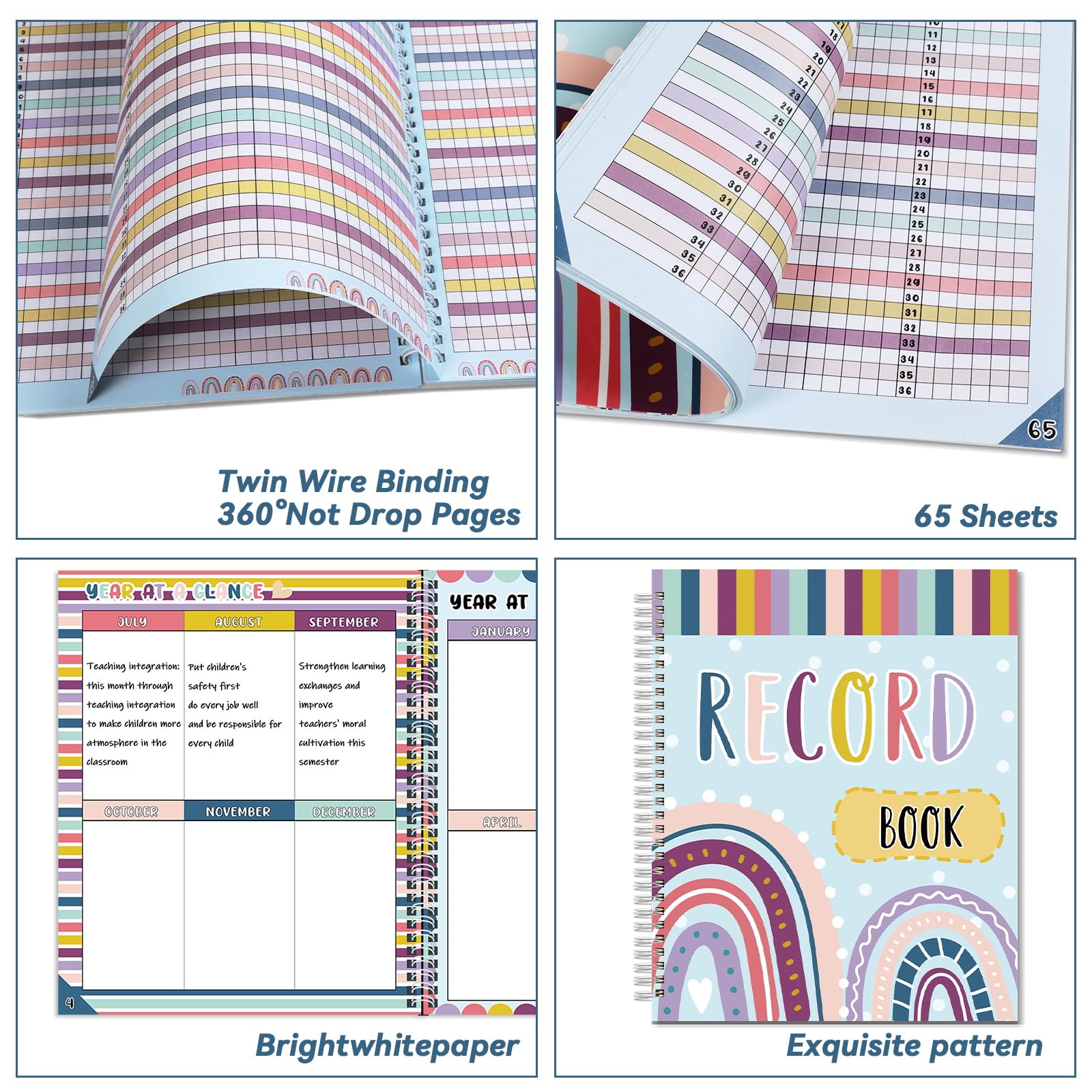 Snapklik.com : Boho Record Book Rainbow Teacher Record Book Boho ...