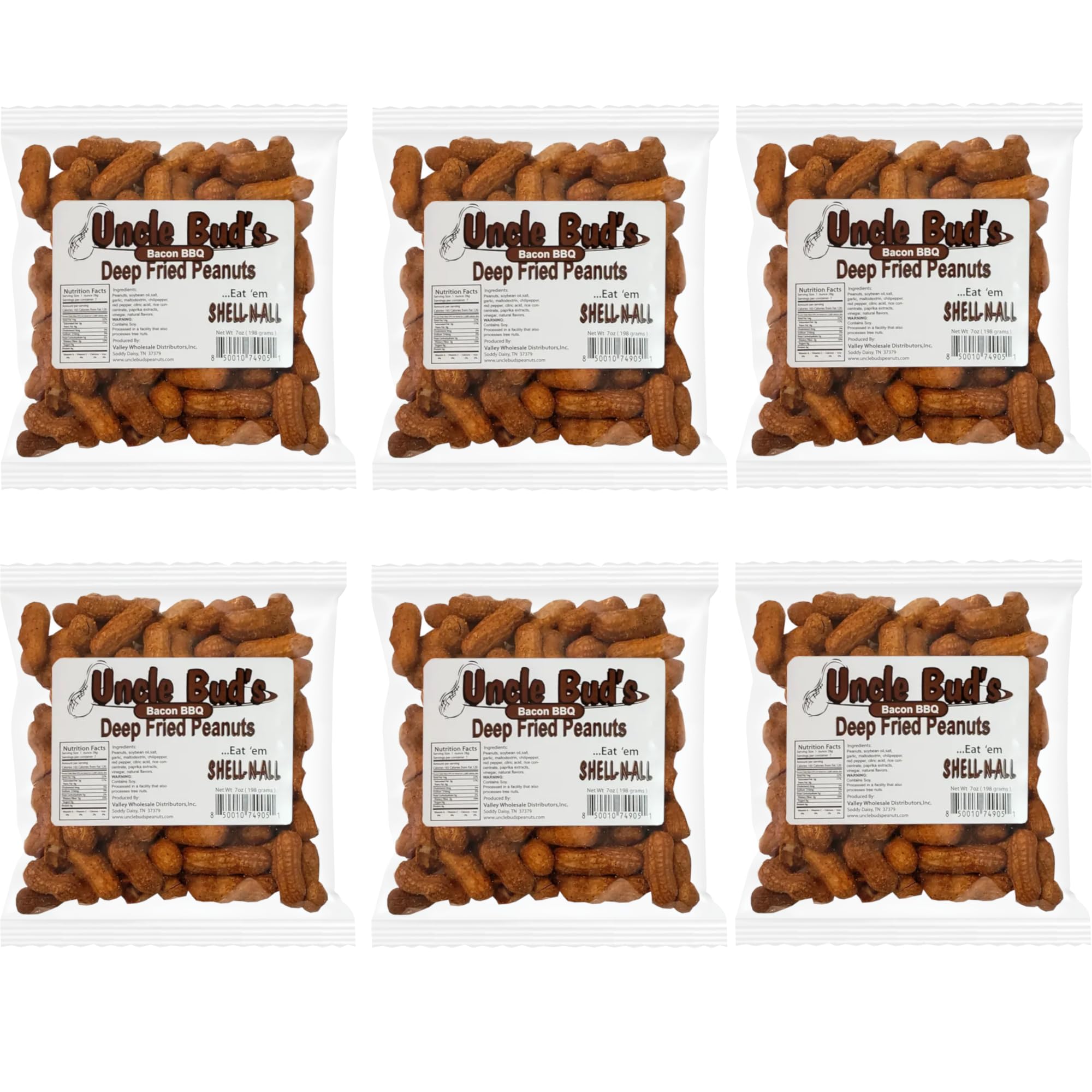 Amazon.com : Deep Fried Peanuts -Eat em Shell & All! (Bacon BBQ1) 6 ...