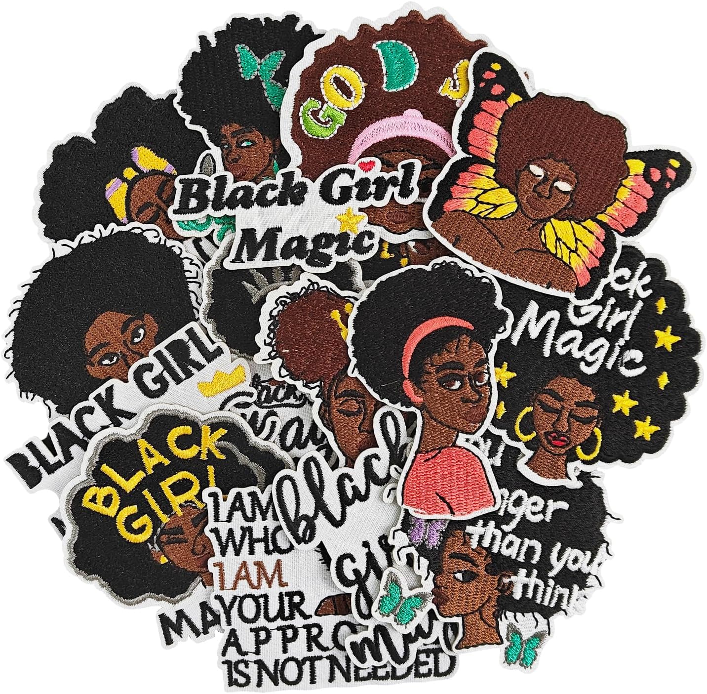 Amazon.com: 16Pcs Black Girl Iron on Patches, Afro Girl Patches ...