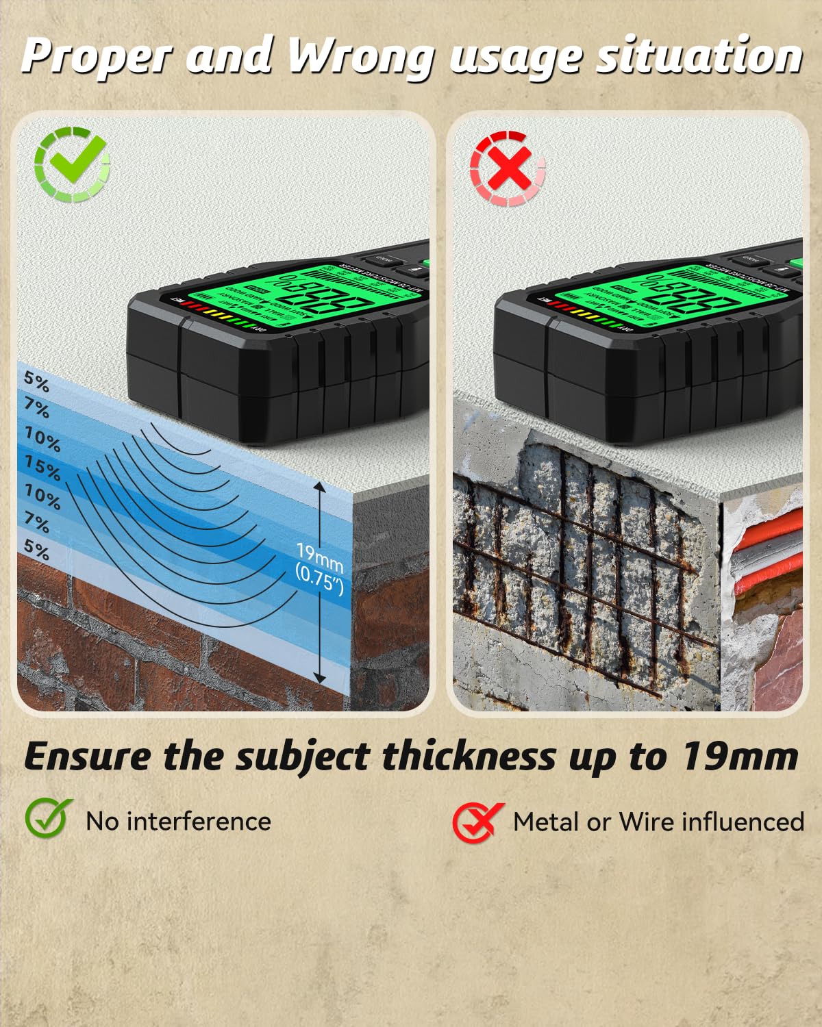 Snapklik.com : Pinless Wood Moisture Meters Water Leak Detector For ...