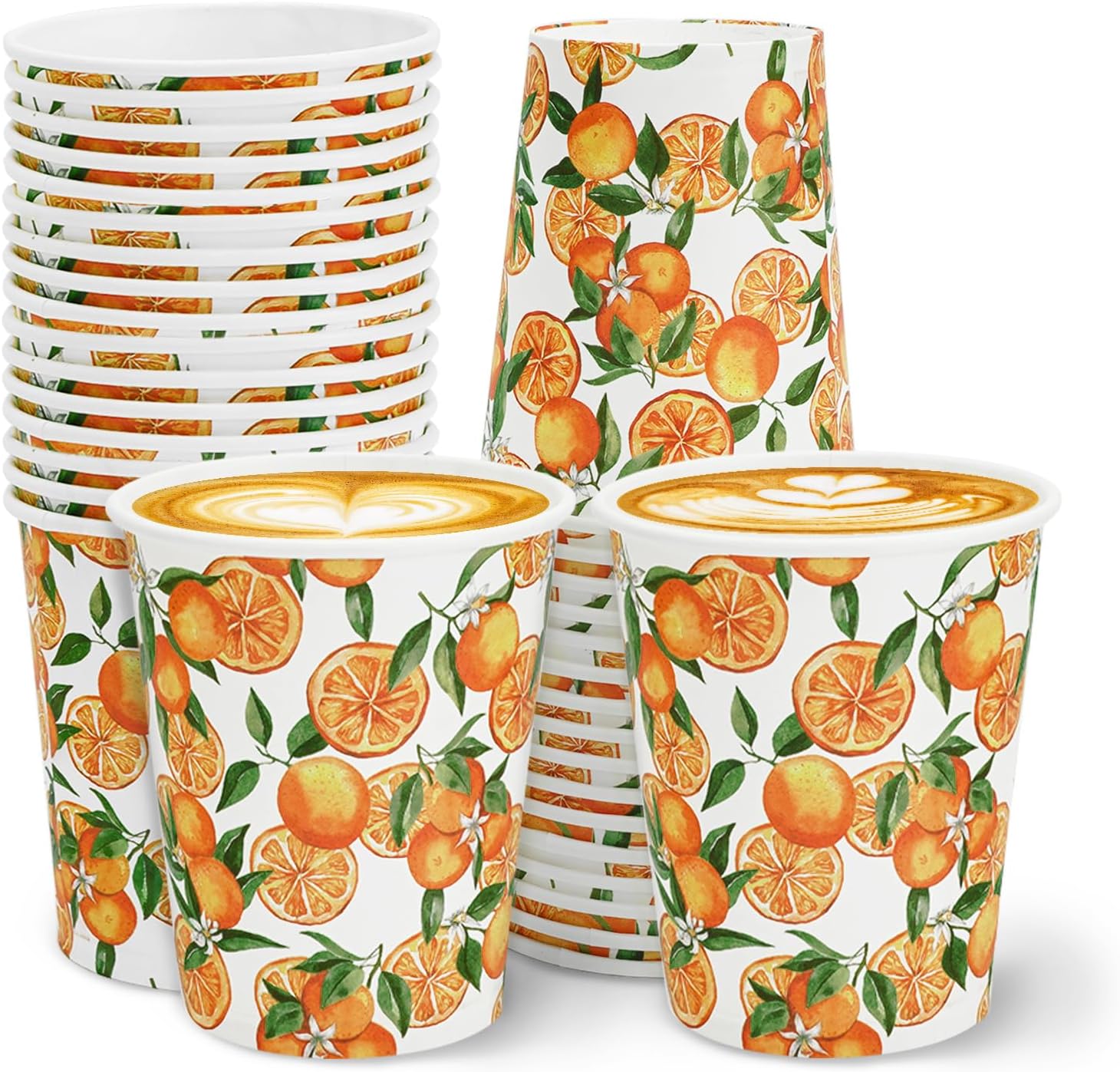 Amazon.com: AnyDesign 50Pcs Fruit Paper Cups 9 oz Watercolor Oranges ...