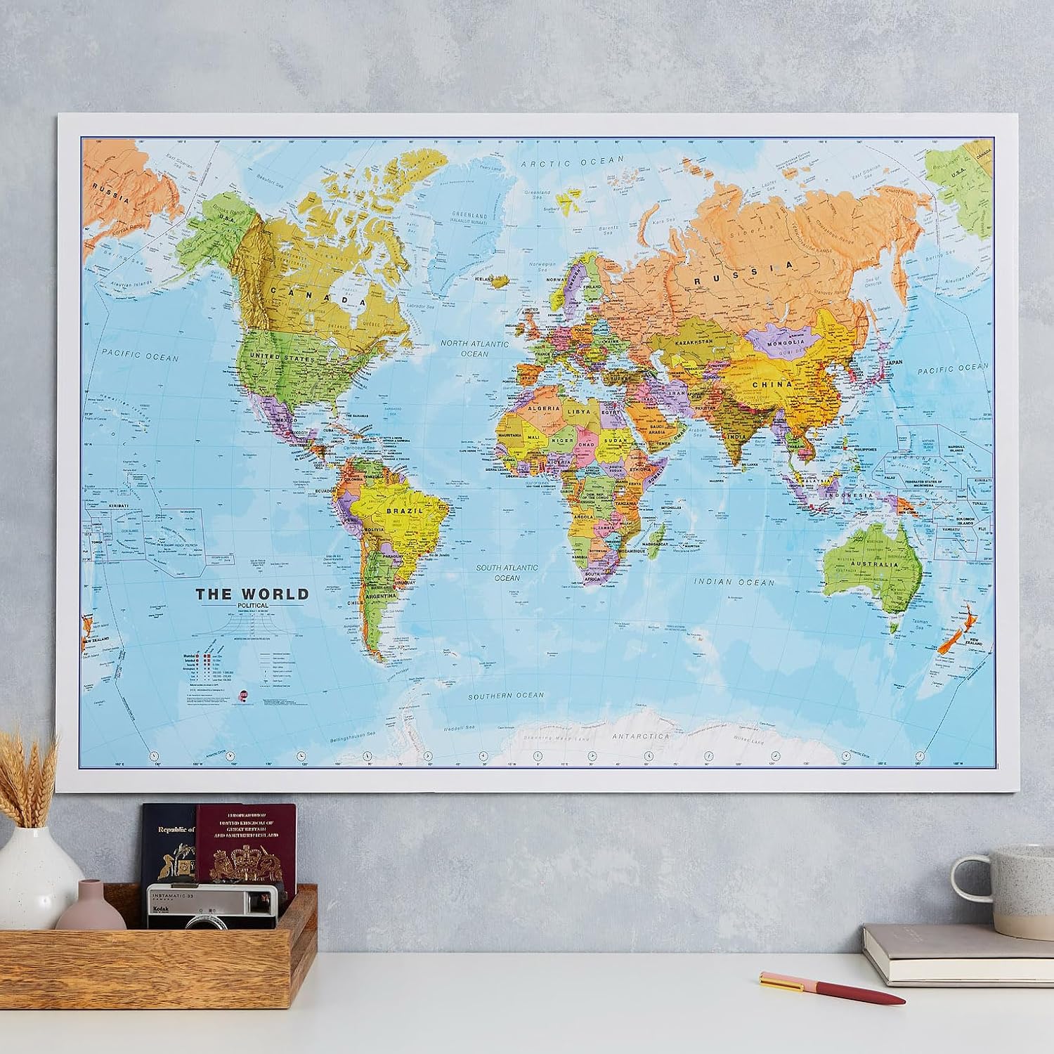 Large Laminated World Map Poster - 46 x 80 Inches Australia | Ubuy