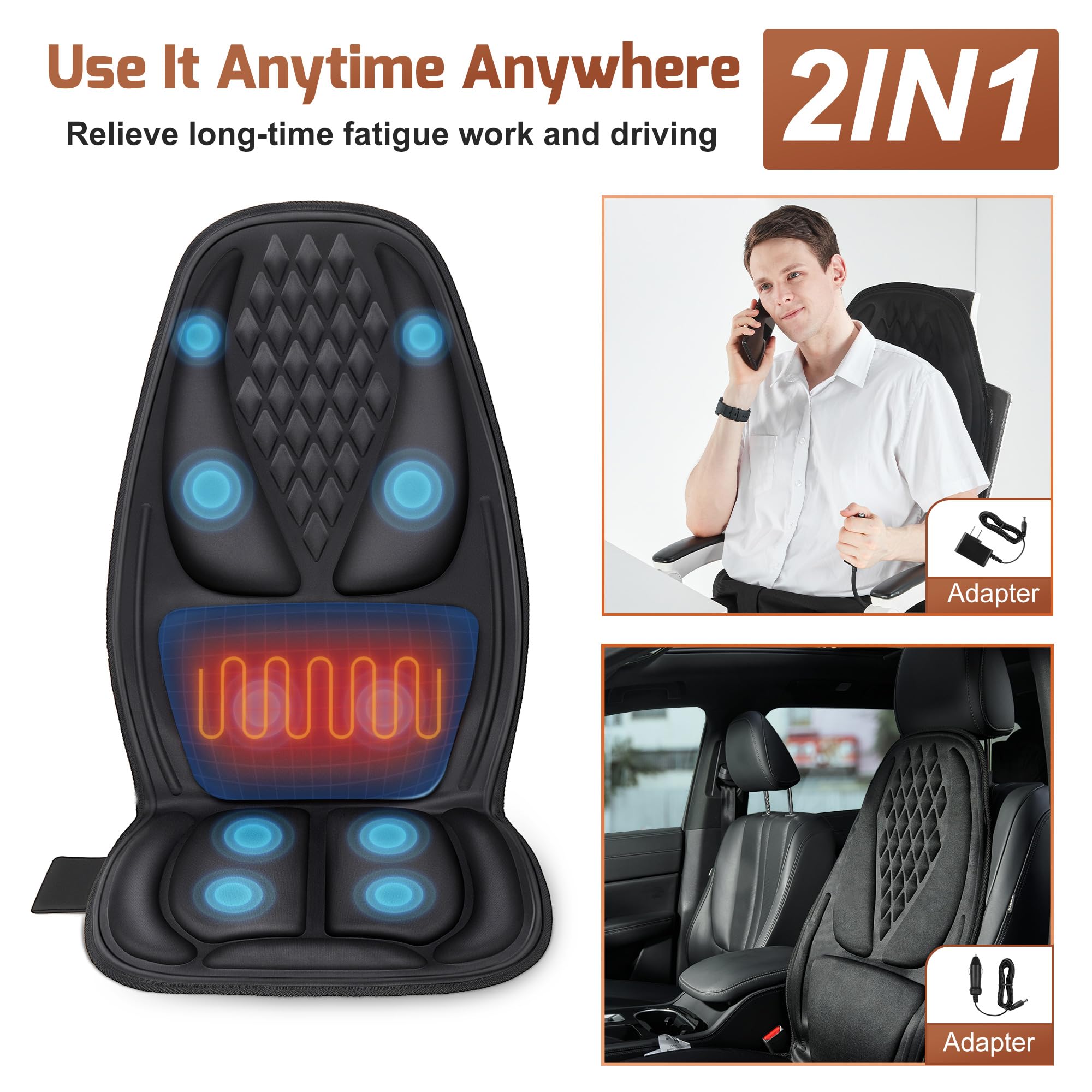 Snapklik.com : Comrelax Back Massage Chair Pad, 3D Lumbar Support Electric Back Massager For ...