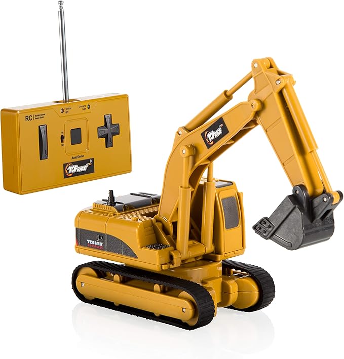 Amazon.com: Top Race 4 Channel Mini Remote Control Excavator 1:64 Scale ...