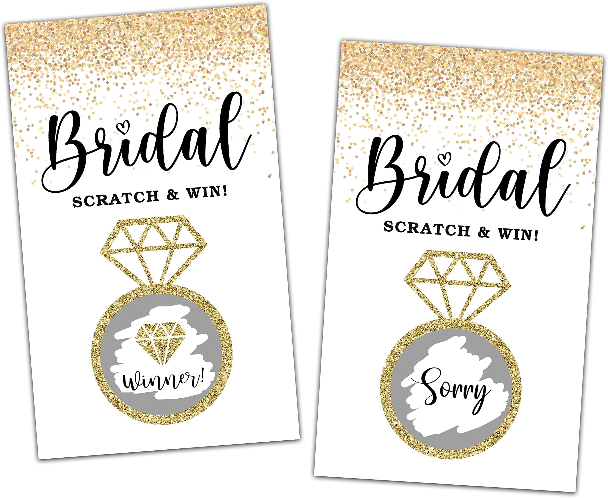 Amazon.com: Printed Party Bridal Shower Scratch Off Game, Ring Lottery ...