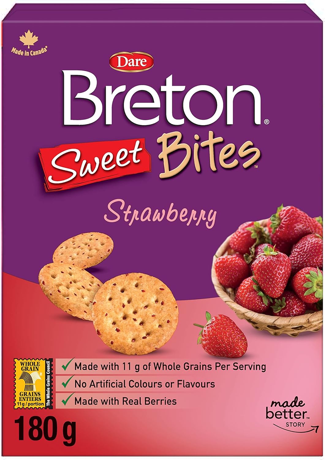 Breton Sweet Bites Strawberry Crackers, 180g, Beige : Amazon.ca ...