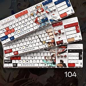 Amazon.com: SOOVI Genshin Impact PBT Keyboard Game Character Hutao/Xiao ...
