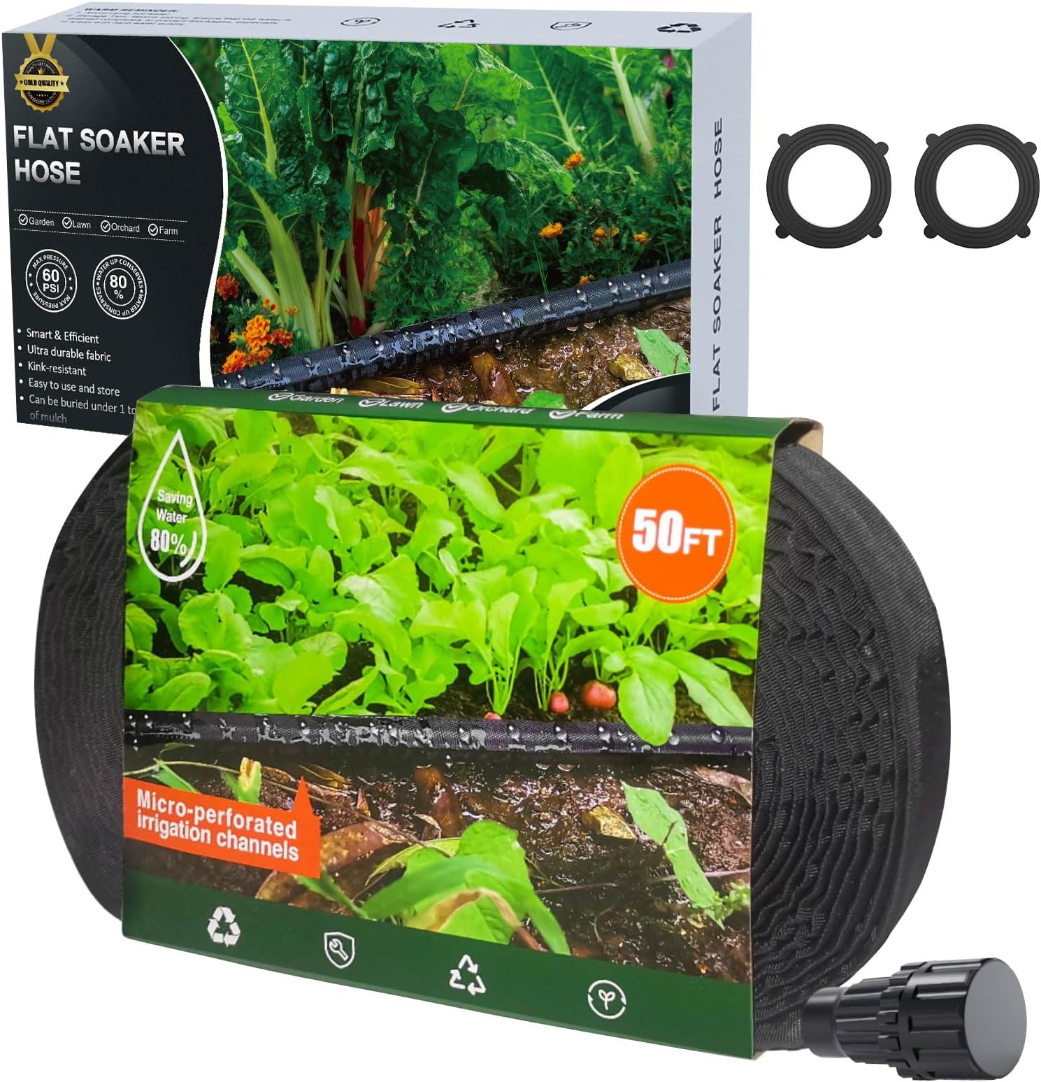 Amazon.com: Gardena CONTINENTAL CFH-50 Flat Soaker Hose 50 ft, Black ...