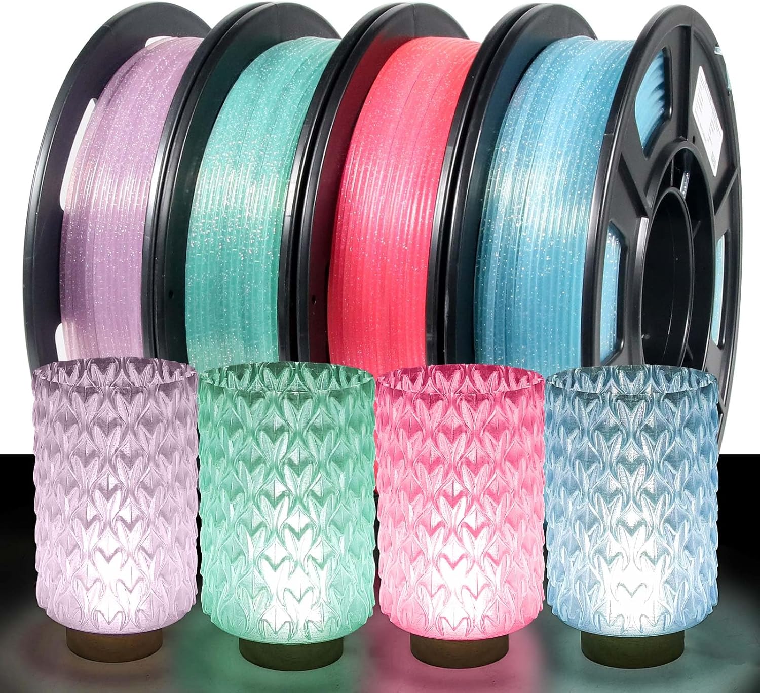 Amazon.com: IEMAI Glitter Clear PLA Filament 1.75mm Bundle, Multicolor ...