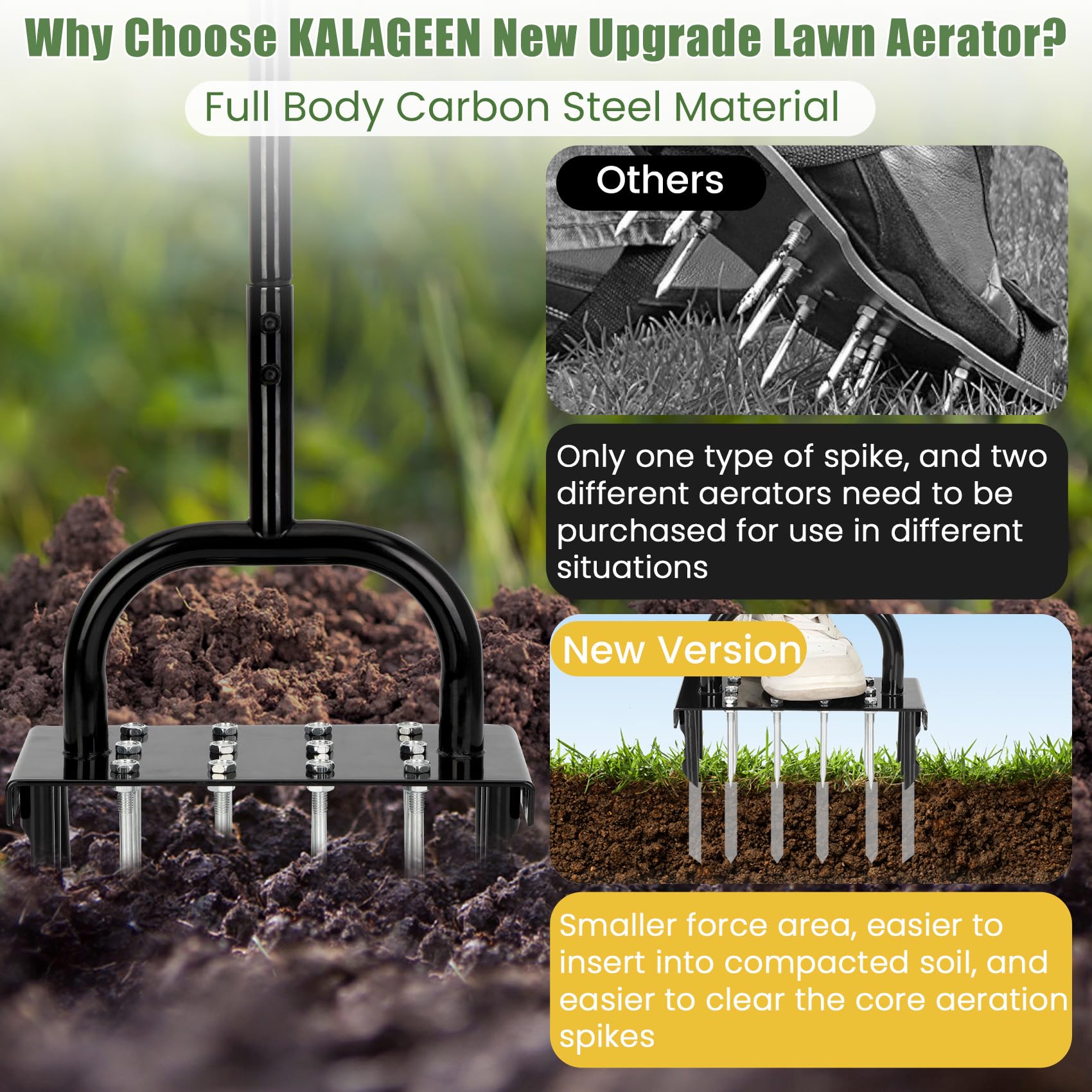 Snapklik.com : 2-in-1 Lawn Aerator Tool, Multifunctional Carbon Steel ...