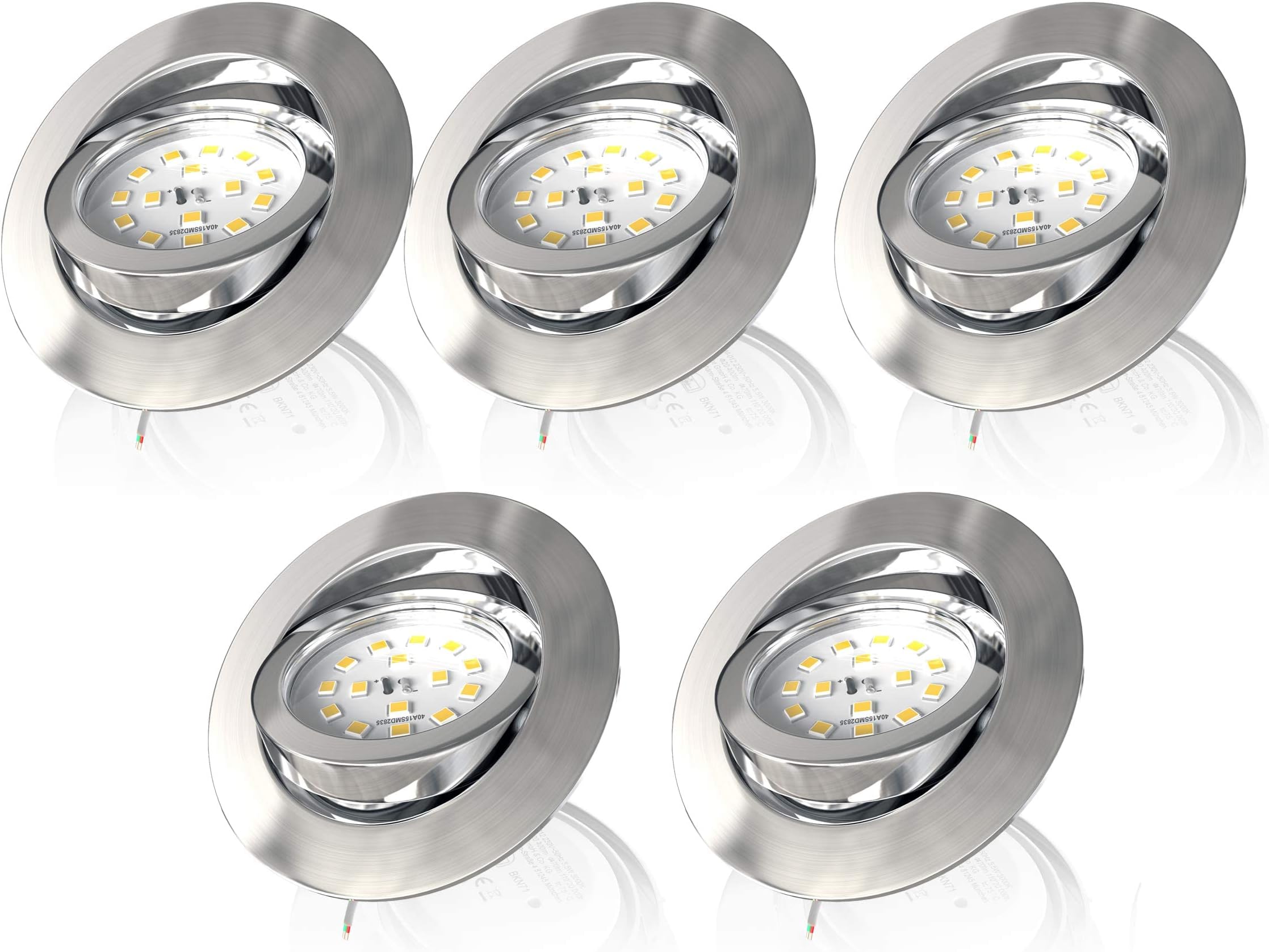 B.K.Licht - 5er Set LED Einbaustrahler 230V dimmbar in Stufen ...