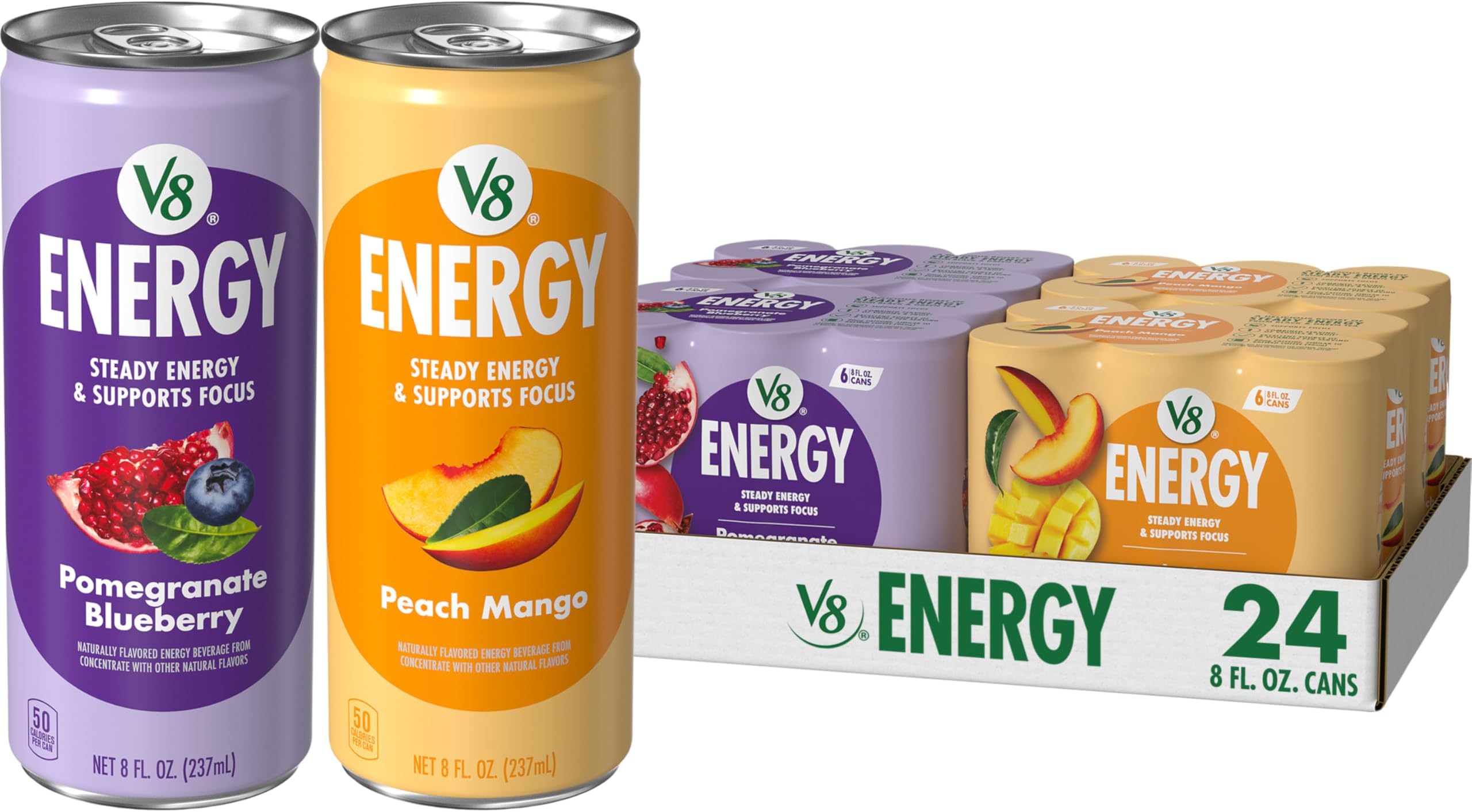 Amazon.com : V8 +Energy, Healthy Energy Drink, Natural Energy from Tea ...