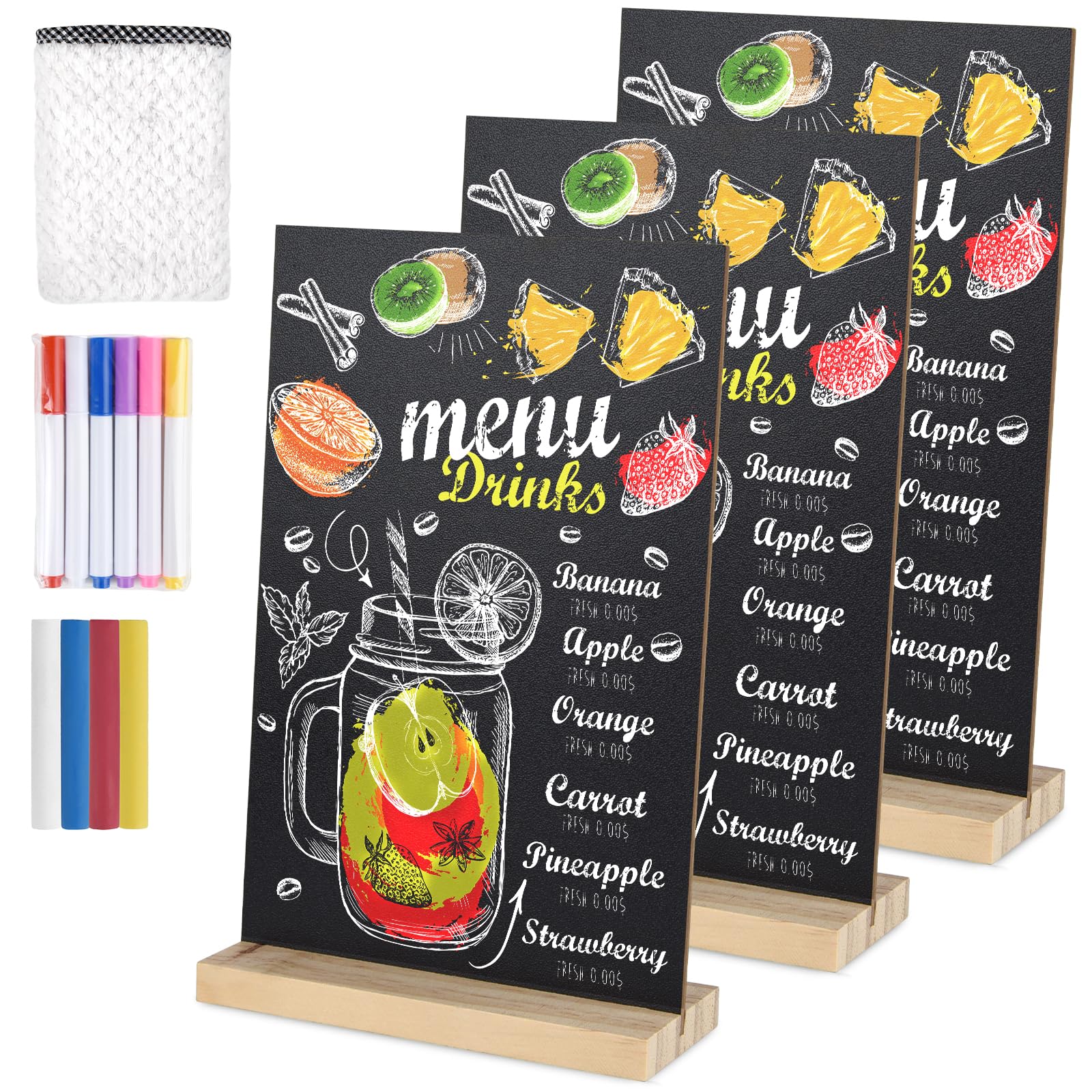 Amazon.com : BOUBONI 3 Packs Chalkboard 8 x 12 inch Tabletop Chalkboard ...