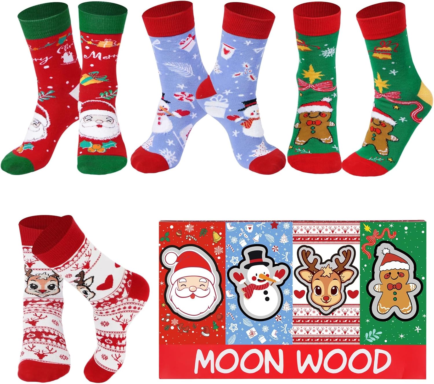 Amazon.com: 4 Pairs Christmas Socks Women Holiday Socks Warm Winter ...