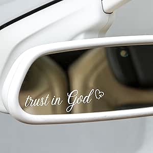 Amazon.com - 3X Trust in God Rearview Mirror Decals, Automotive Vinyl ...