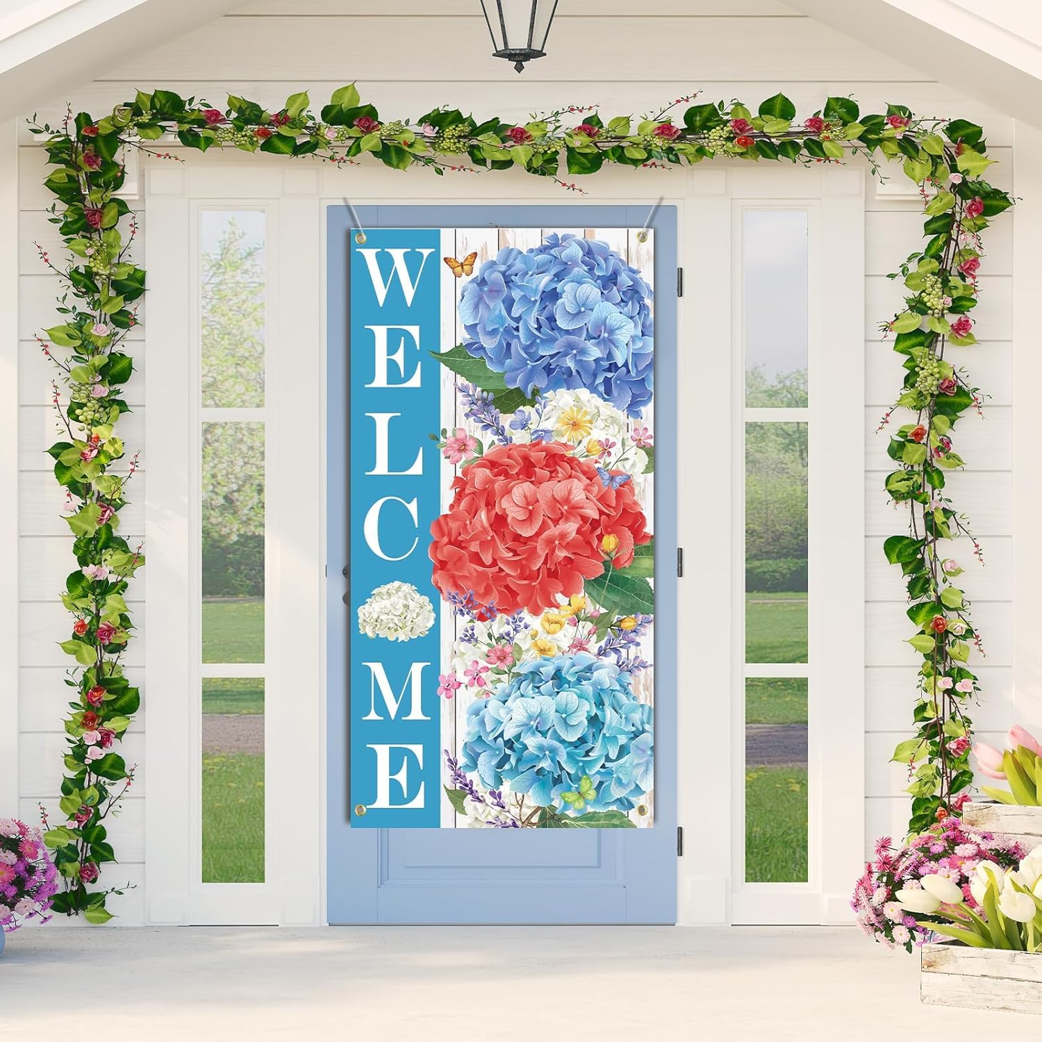 Amazon.com: PIPISASA Spring Welcome Door Cover Decorations 3 x 6 Ft ...