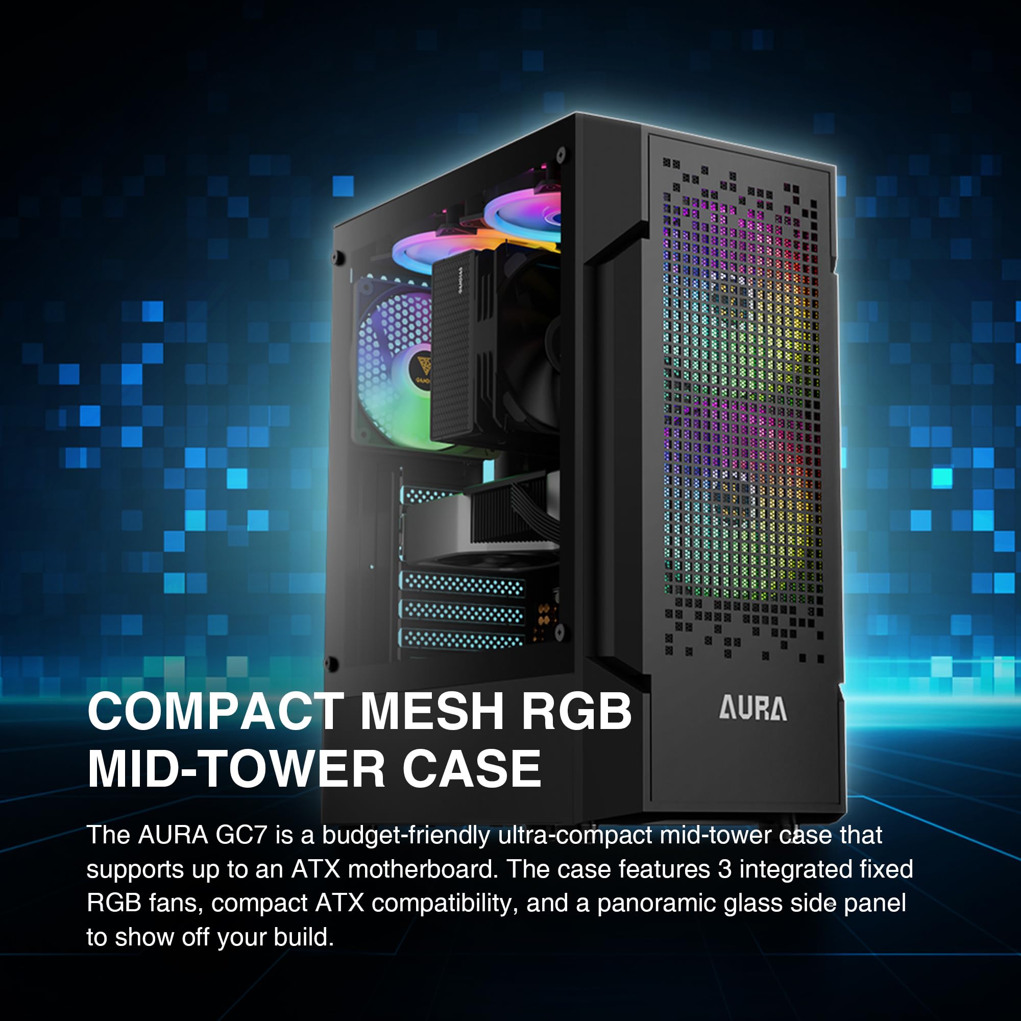 Snapklik.com : ATX Mid Tower Computer PC Case w/Tempered Glass, 3 Built ...