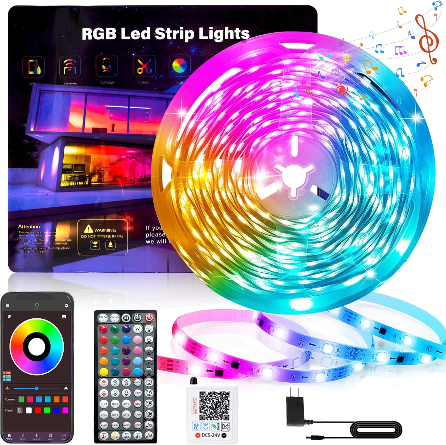 Amazon.com: Ledagic Led Lights for Bedroom 32.8FT 300Leds RGB Led Strip ...
