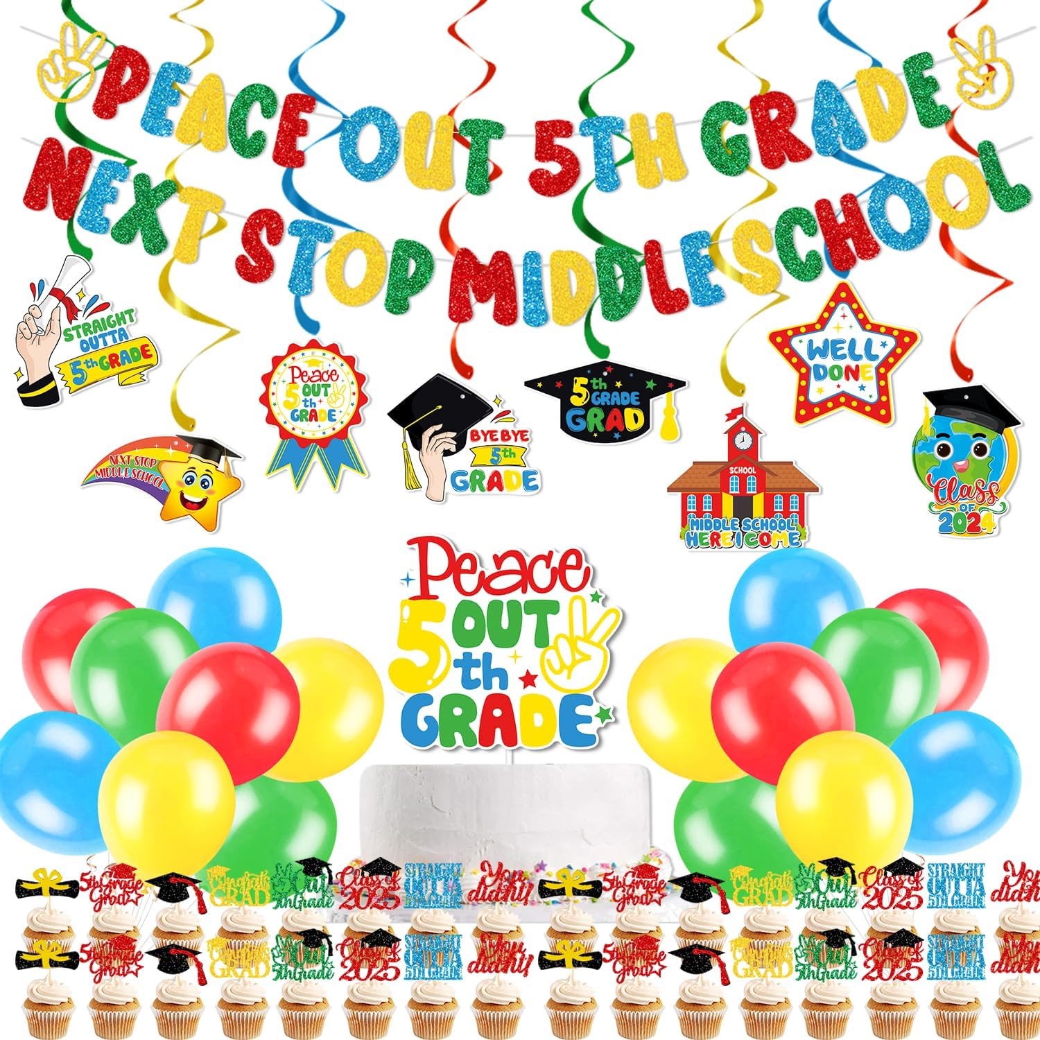 Amazon.com: 5TH Grade Graduation Decorations 2025 with Peace Out 5TH ...