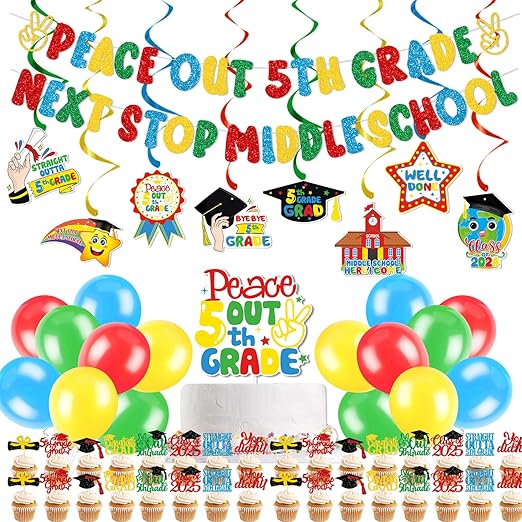 Amazon.com: 5TH Grade Graduation Decorations 2025 with Peace Out 5TH ...