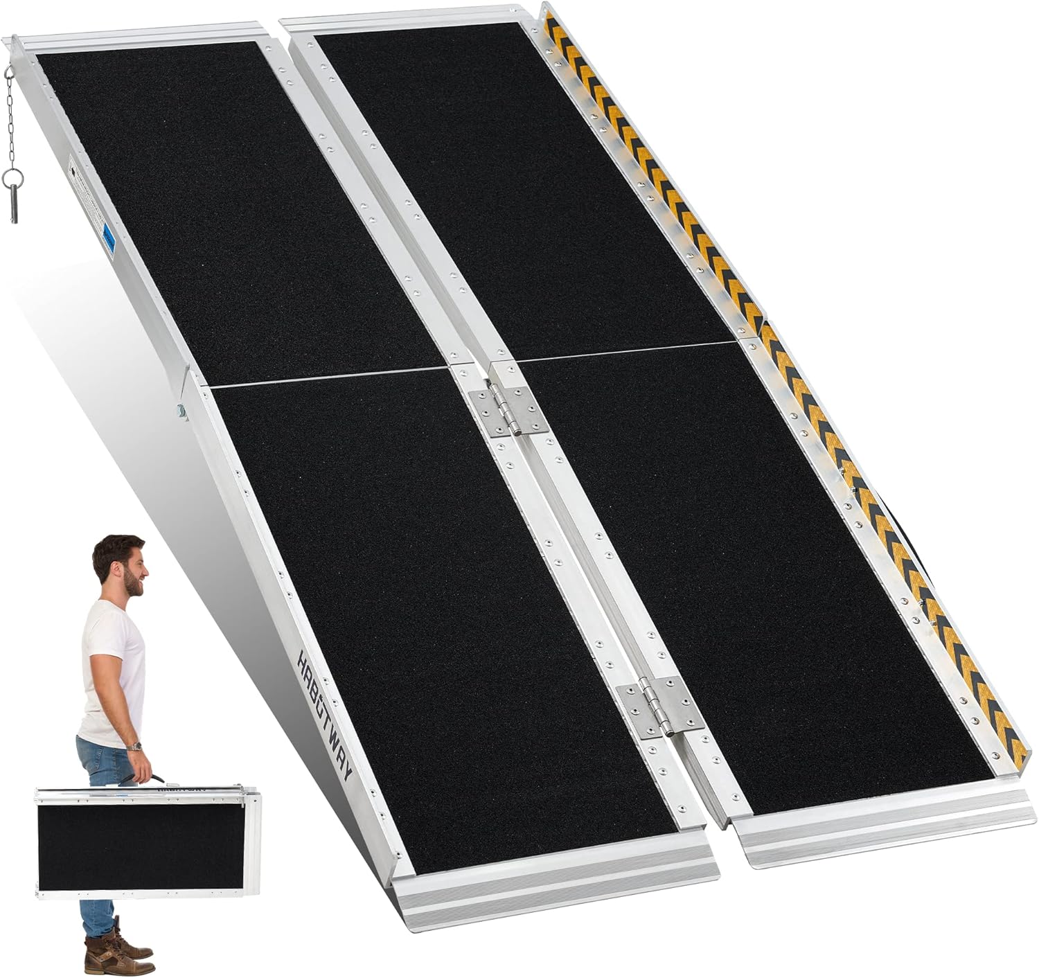 HABUTWAY 5ft Wheelchair Ramp, Portable Wheelchair Ramp with Support ...