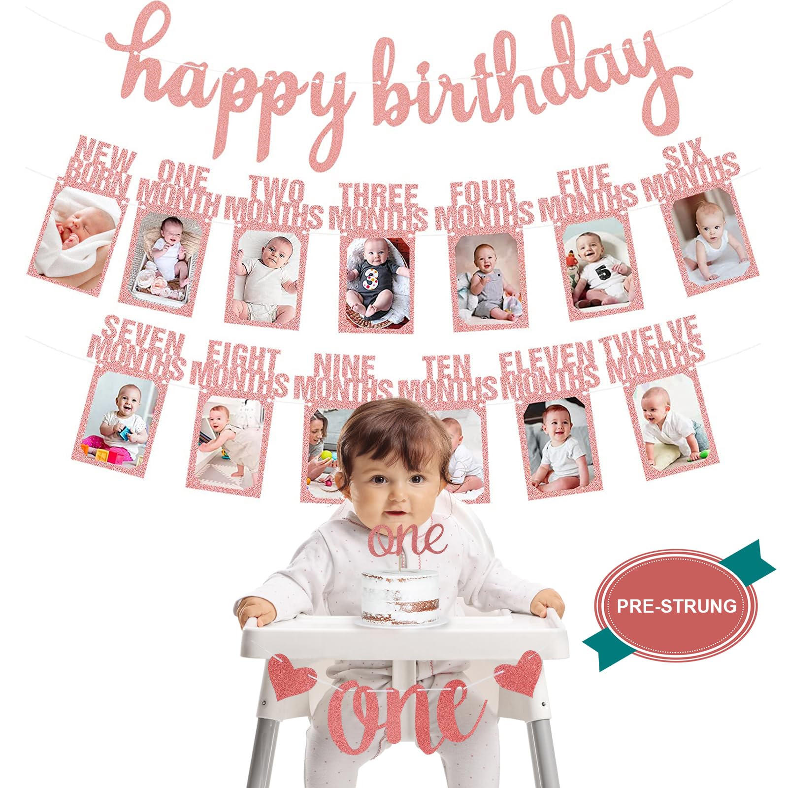 Snapklik.com : 1st Birthday Baby Photo Banner, Happy Birthday Banner ...