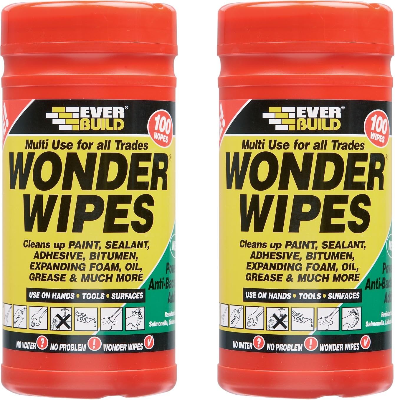 3 x Everbuild Wonder Wipes Antibacterial Cleaning Wipes 100 Sheets by ...