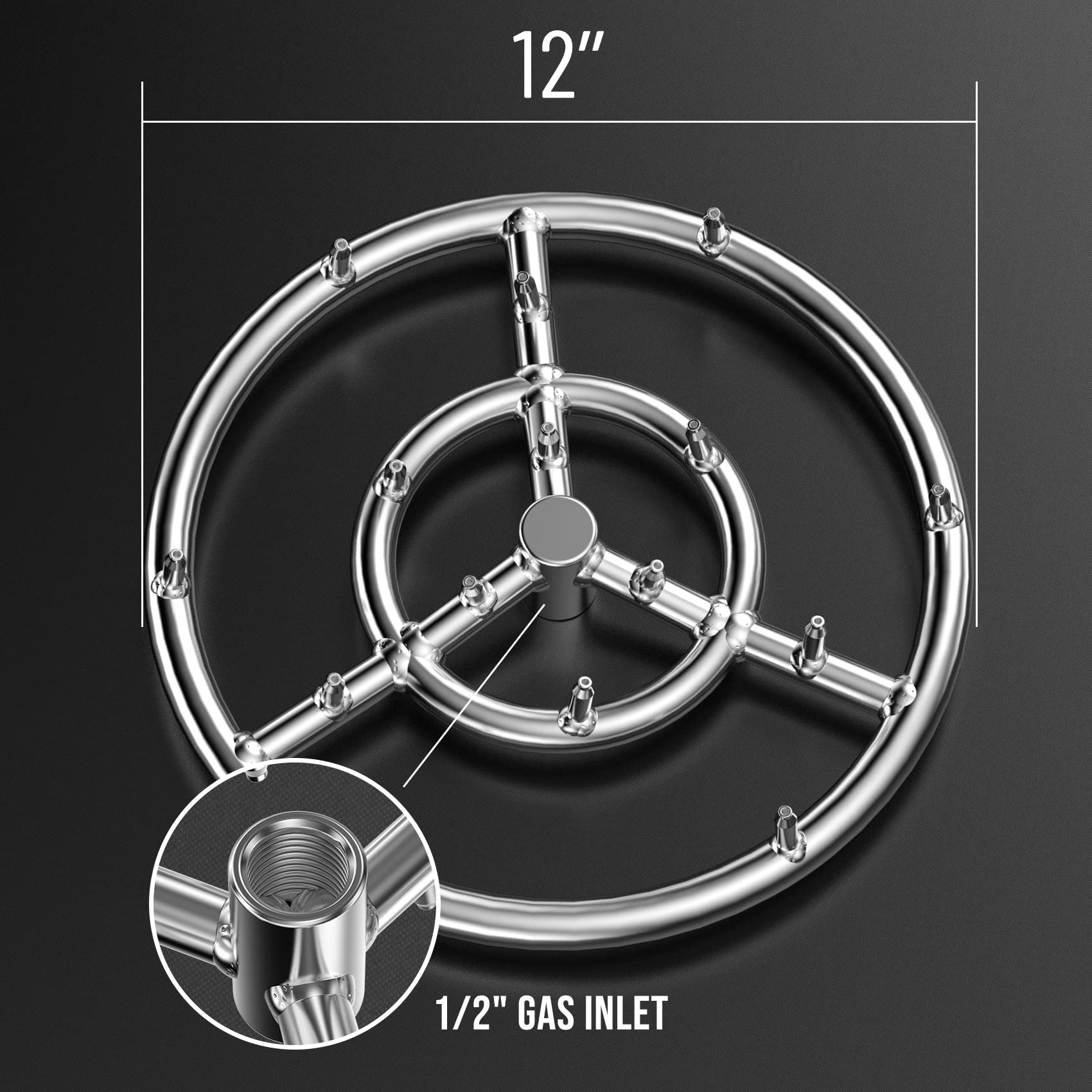 Snapklik.com : Skyflame 12-Inch Round Stainless Steel Fire Pit Jet ...