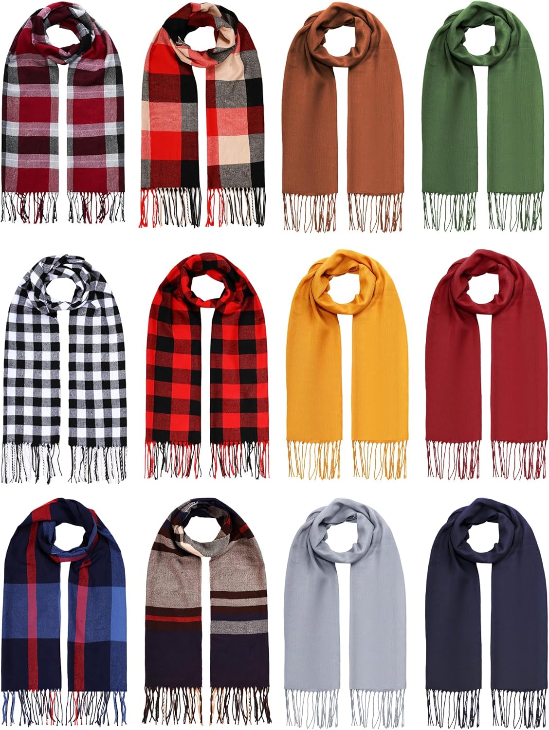 Suhine 12 Pcs Women Men's Scarf Bulk Winter Warm Shawls and Wraps Soft ...