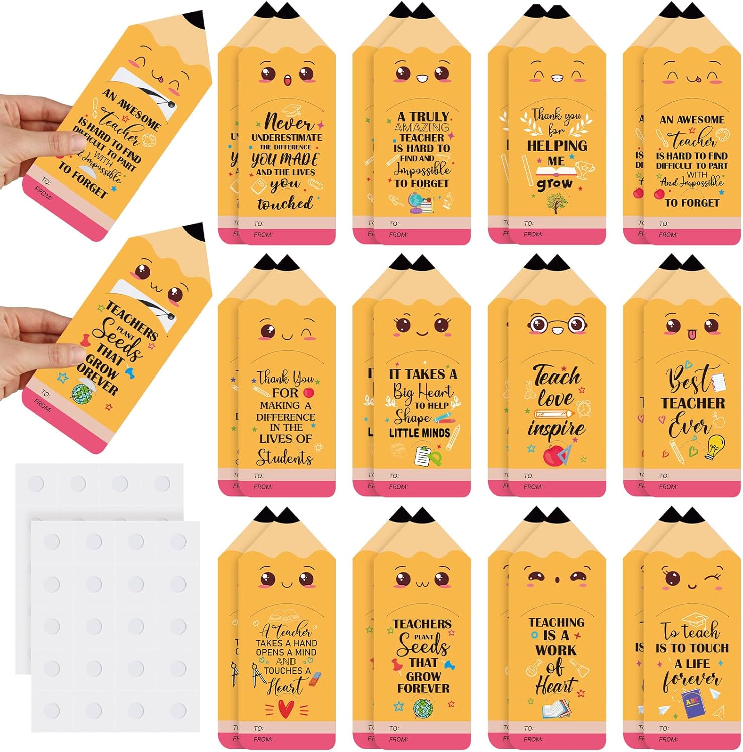 Amazon.com: ReliThick 24 Pcs Pencil Gift Card Holder for Teacher ...