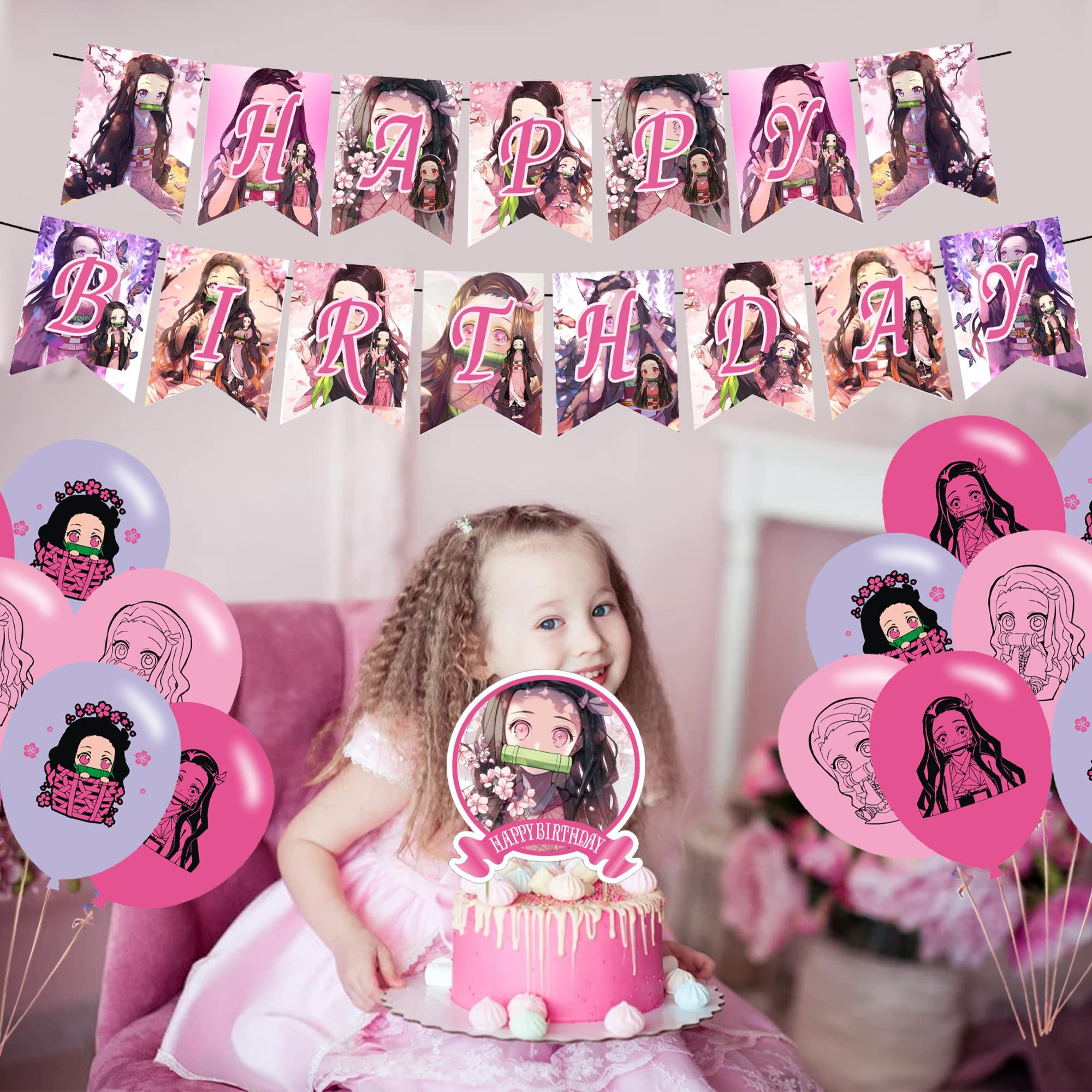 Nezuko Demon Slayer Cake Topper Centerpiece Birthday Party, 40% OFF