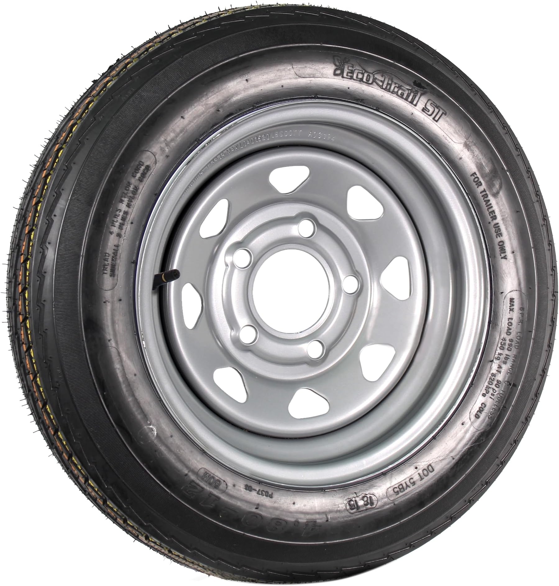 Amazon.com: eCustomrim 480-12 4.80-12 Trailer Tire Silver Spoke 5 Lug ...