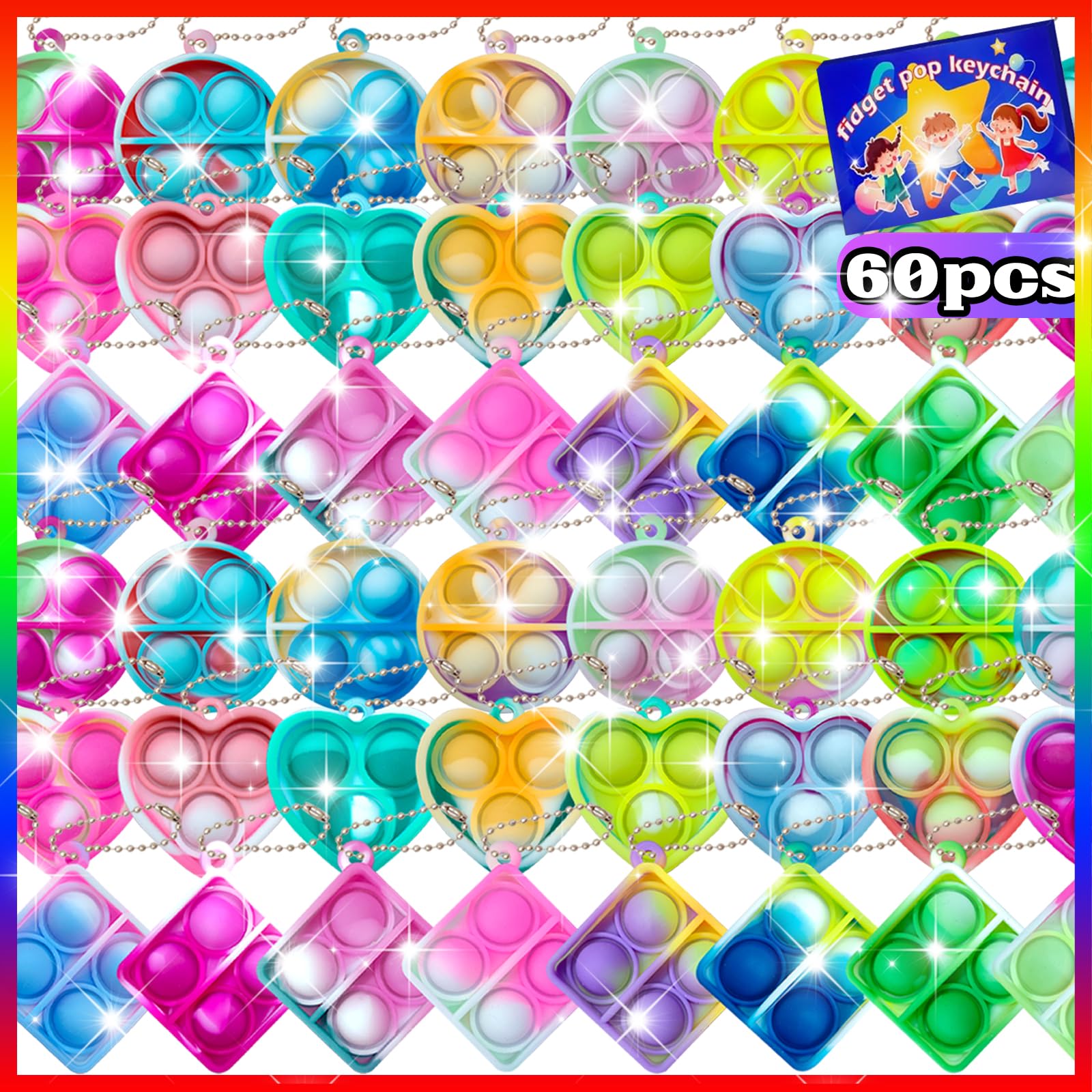 Amazon.com: Pop Fidget Keychain, Mini Fidget Toys Bulk, Party Favors ...