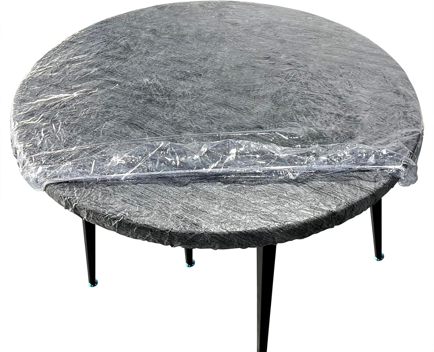 Pioggia Clear Vinyl Round Fitted Tablecloth Waterproof Elasticized ...