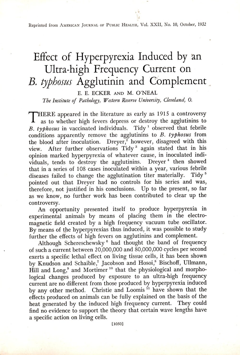 Effect of Hyperpyrexia Induced by an Ultra-high Frequency Current on B ...