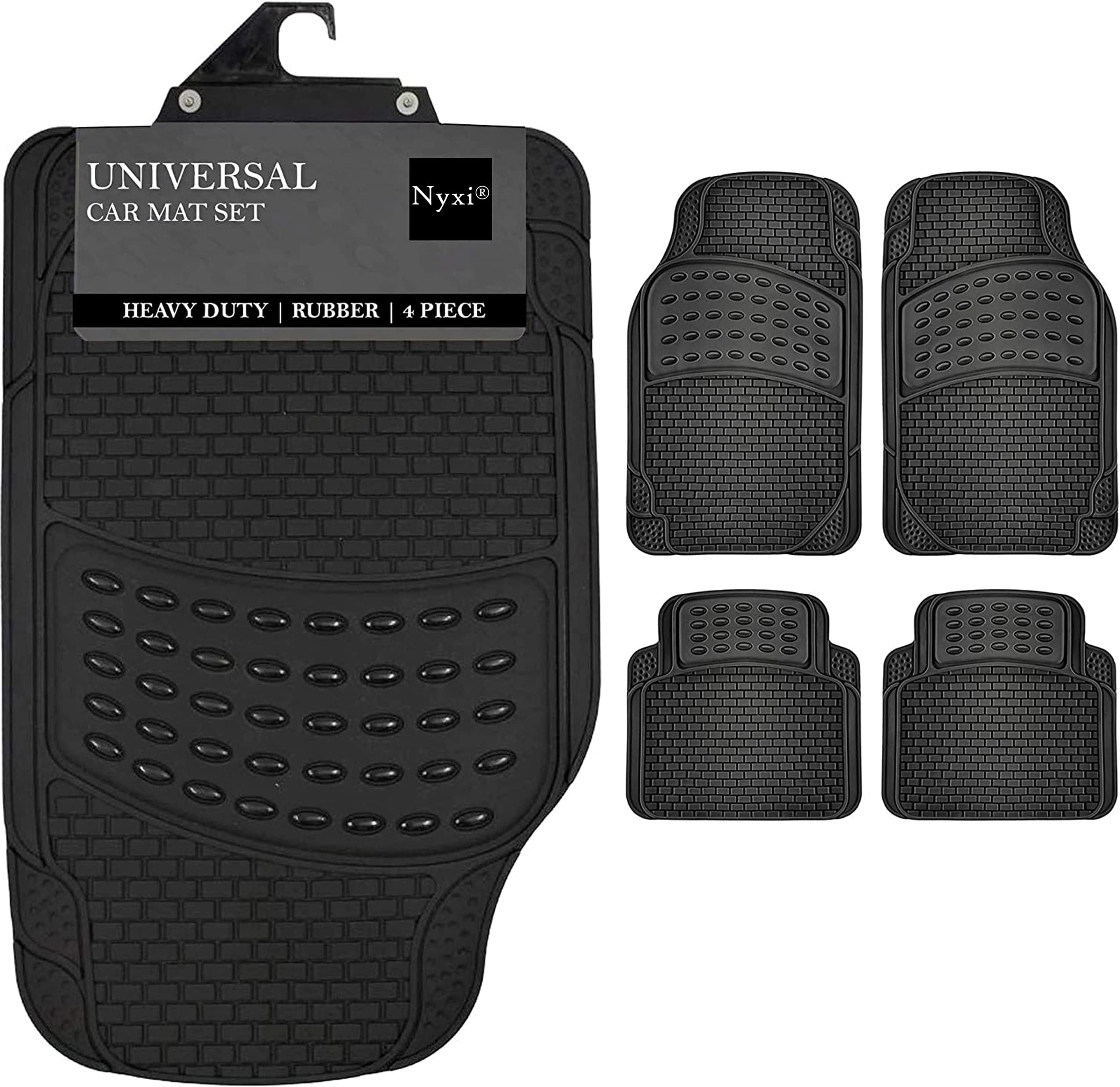 Nyxi 4 Piece Rubber Car Mat (Front + Rear) Universal Non-Slip Deep Dish ...